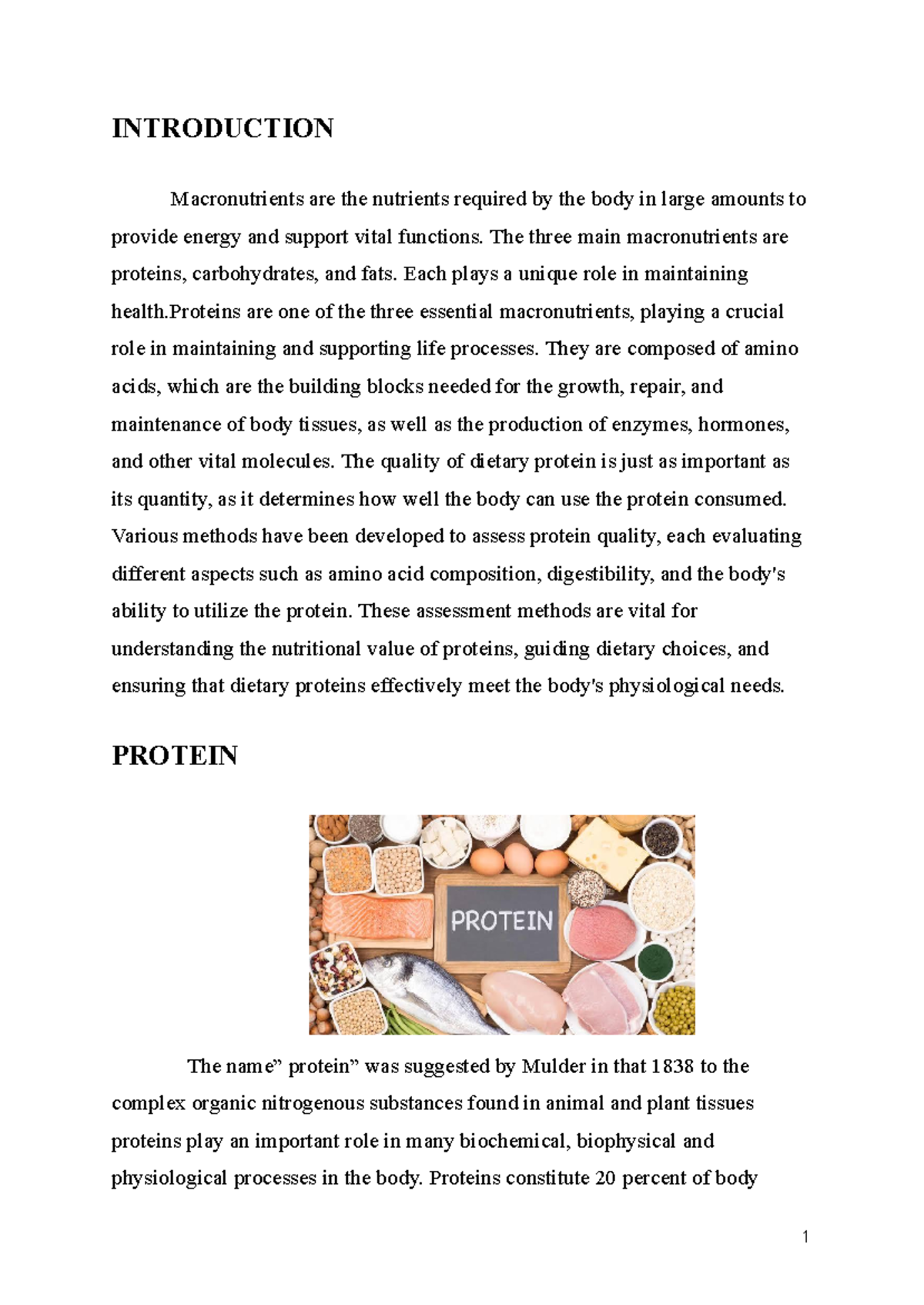 Protein macronutrients - INTRODUCTION Macronutrients are the nutrients ...