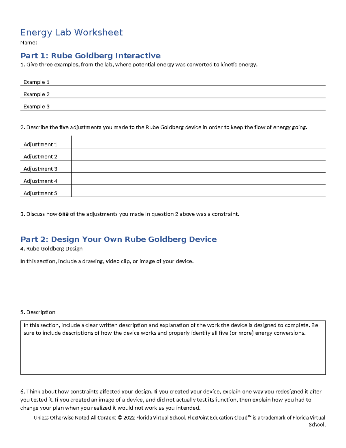02 01 energy worksheet - Energy Lab Worksheet Name: Part 1: Rube ...