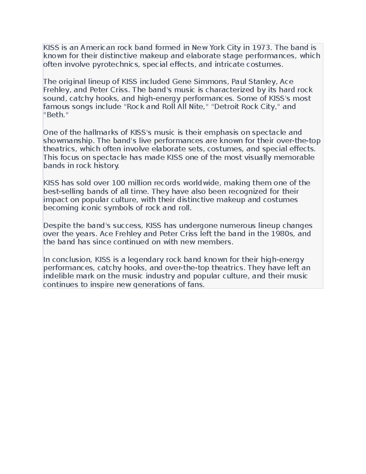 The kiss - notes - KISS is an American rock band formed in New York ...