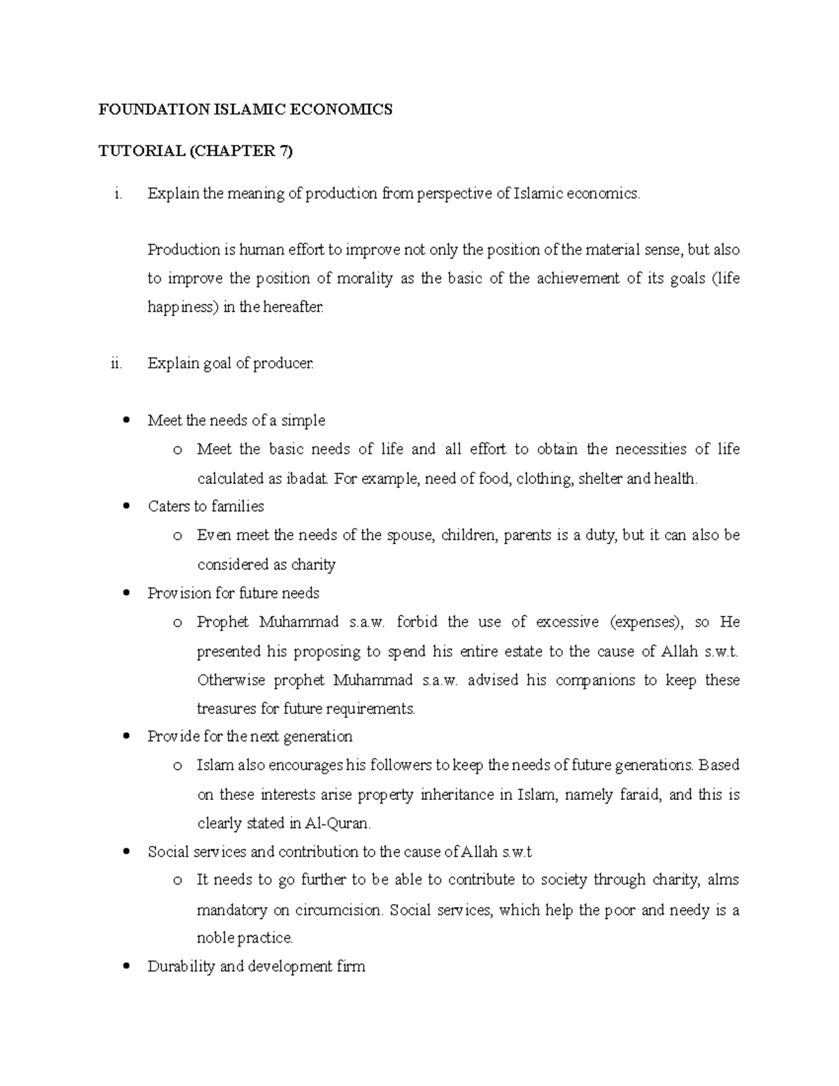 Sample/practice exam 2017, questions and answers - FOUNDATION ISLAMIC ...