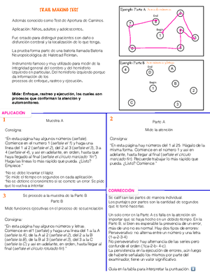 Resumen Trail Making Test/Test de Apertura de Caminos. - TRAIL MAKING ...