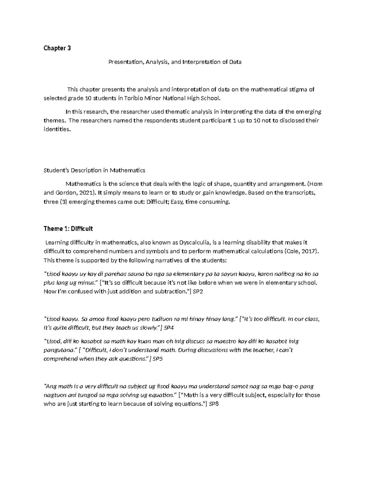 Chapter 3 - Chapter 3 Presentation, Analysis, and Interpretation of ...