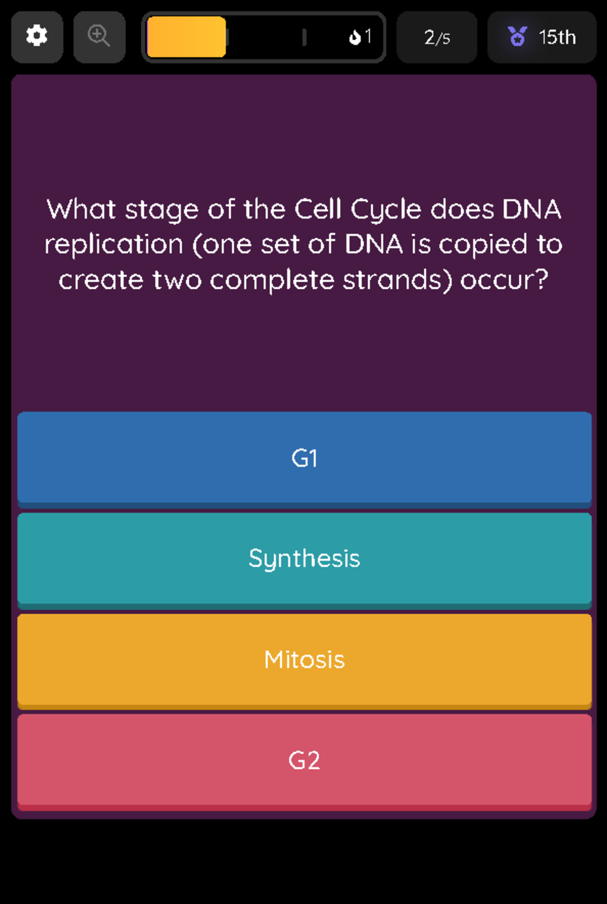 Playing a Game - Quizizz - What stage of the Cell Cycle does DNA ...