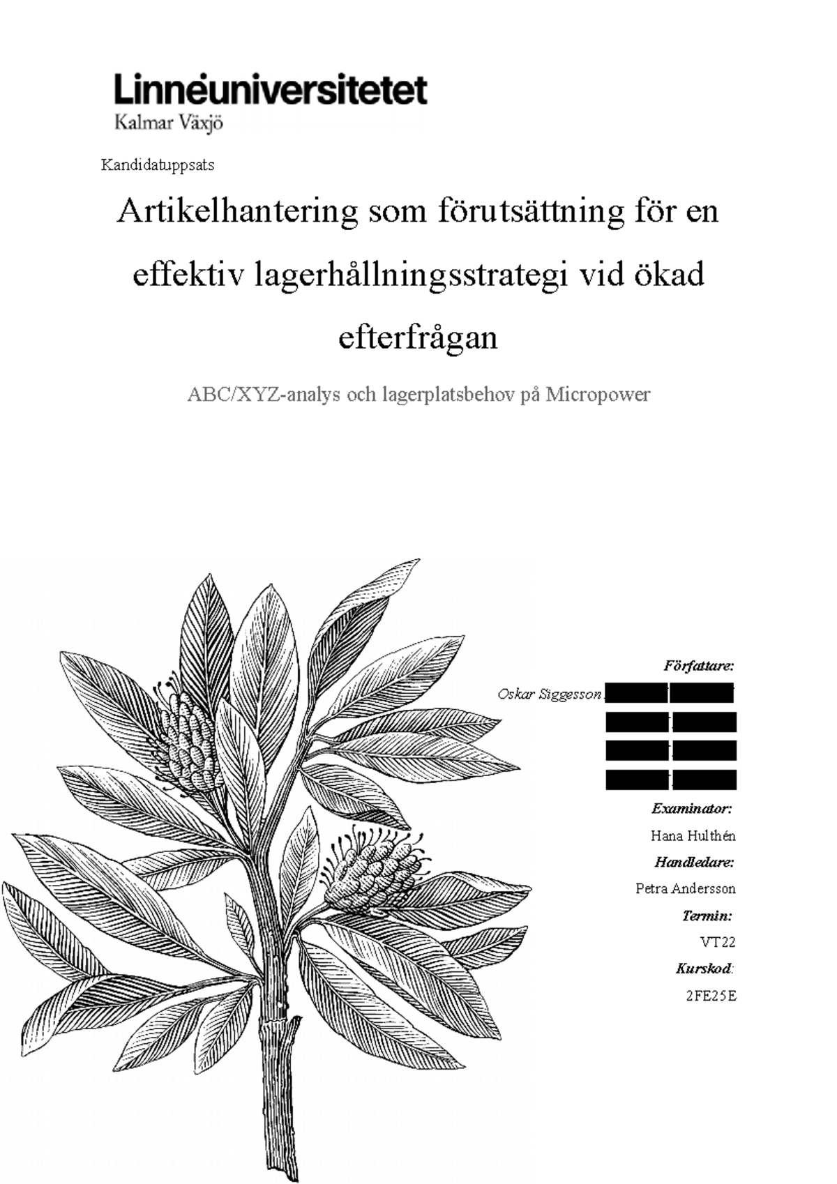 Kandidatuppsats inledning - Kandidatuppsats Artikelhantering som ...