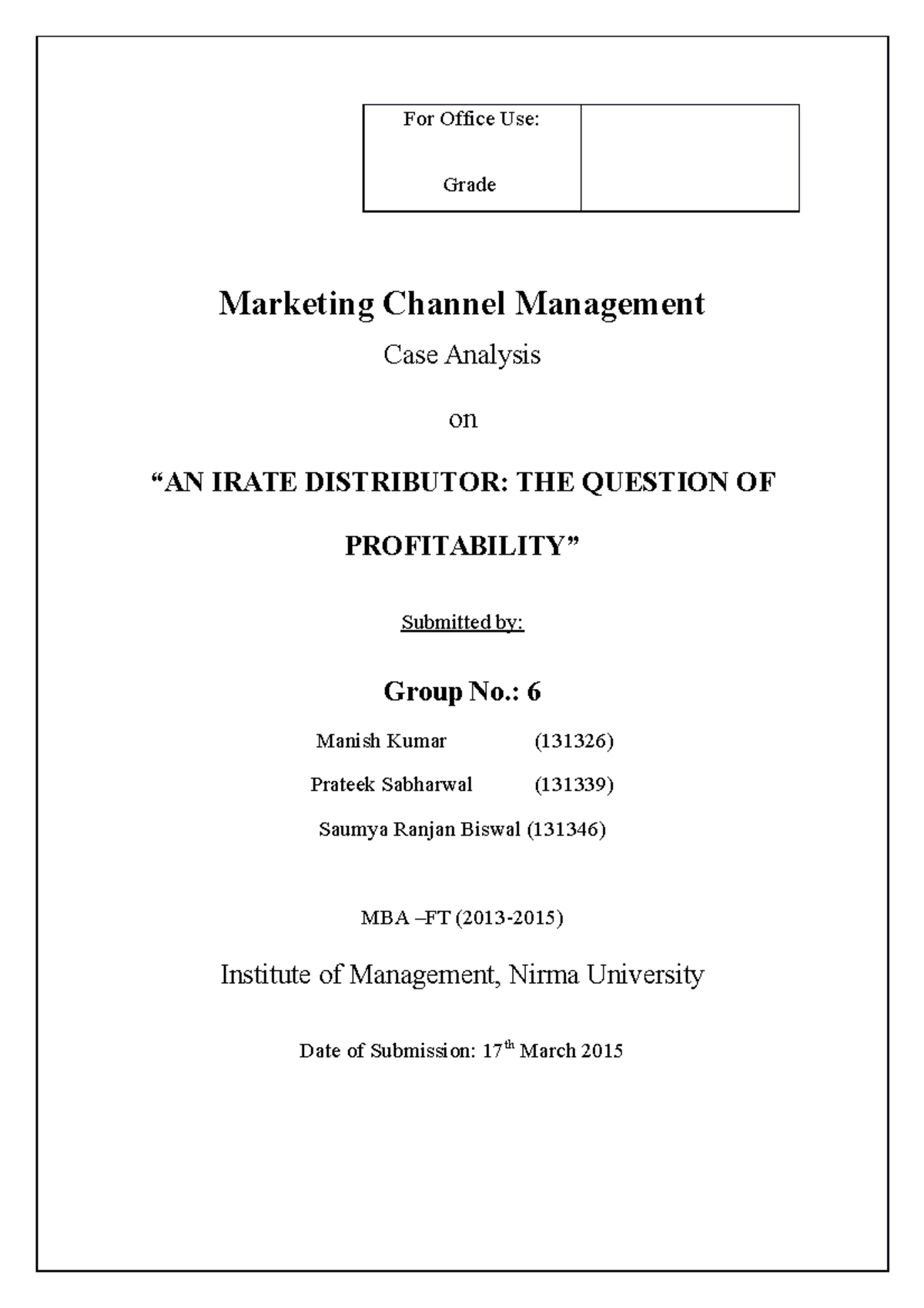 Pdfcoffee - Guu - Marketing Channel Management Case Analysis on “AN IRATE DISTRIBUTOR: THE ...