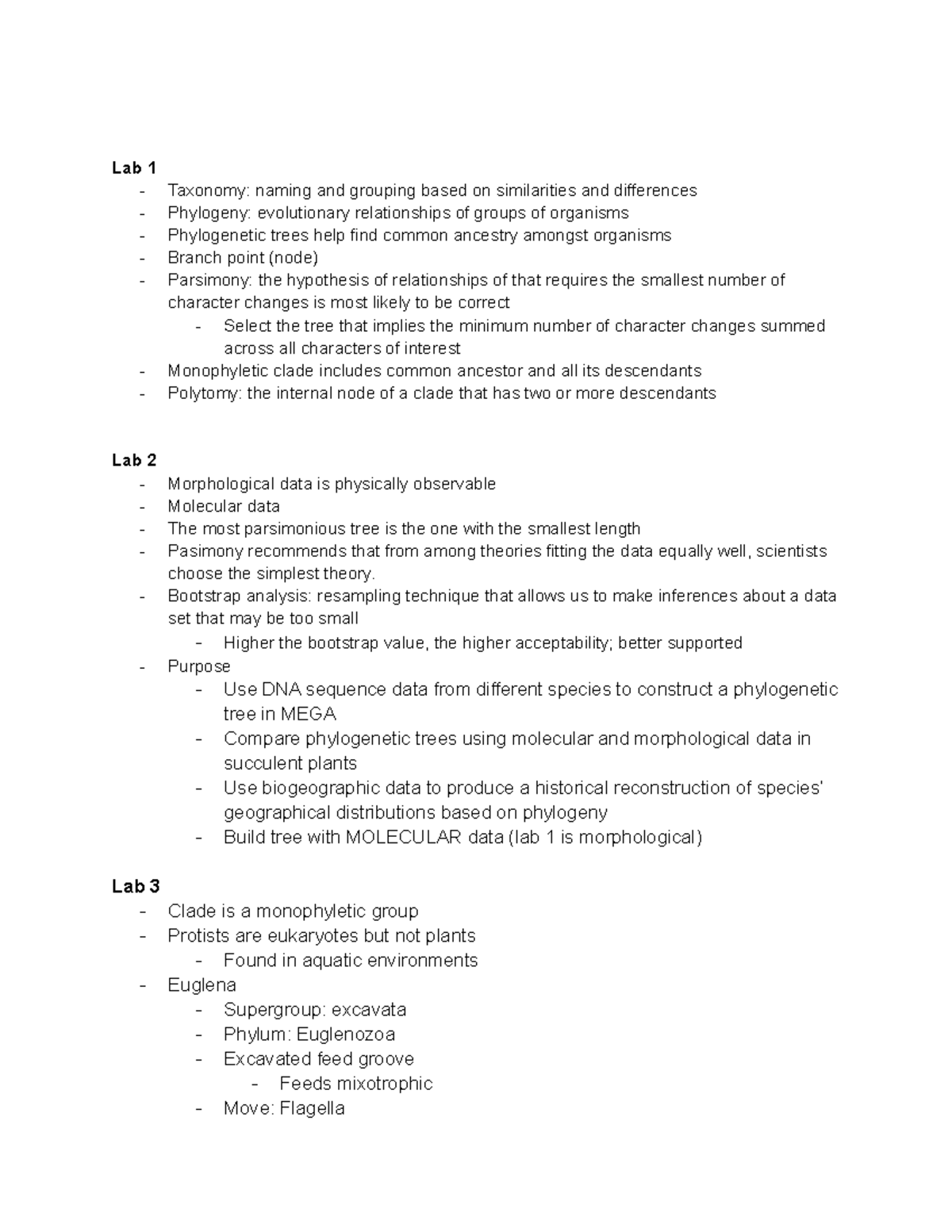 Lab Practical Exam study guide - Lab 1 - Taxonomy: naming and grouping ...