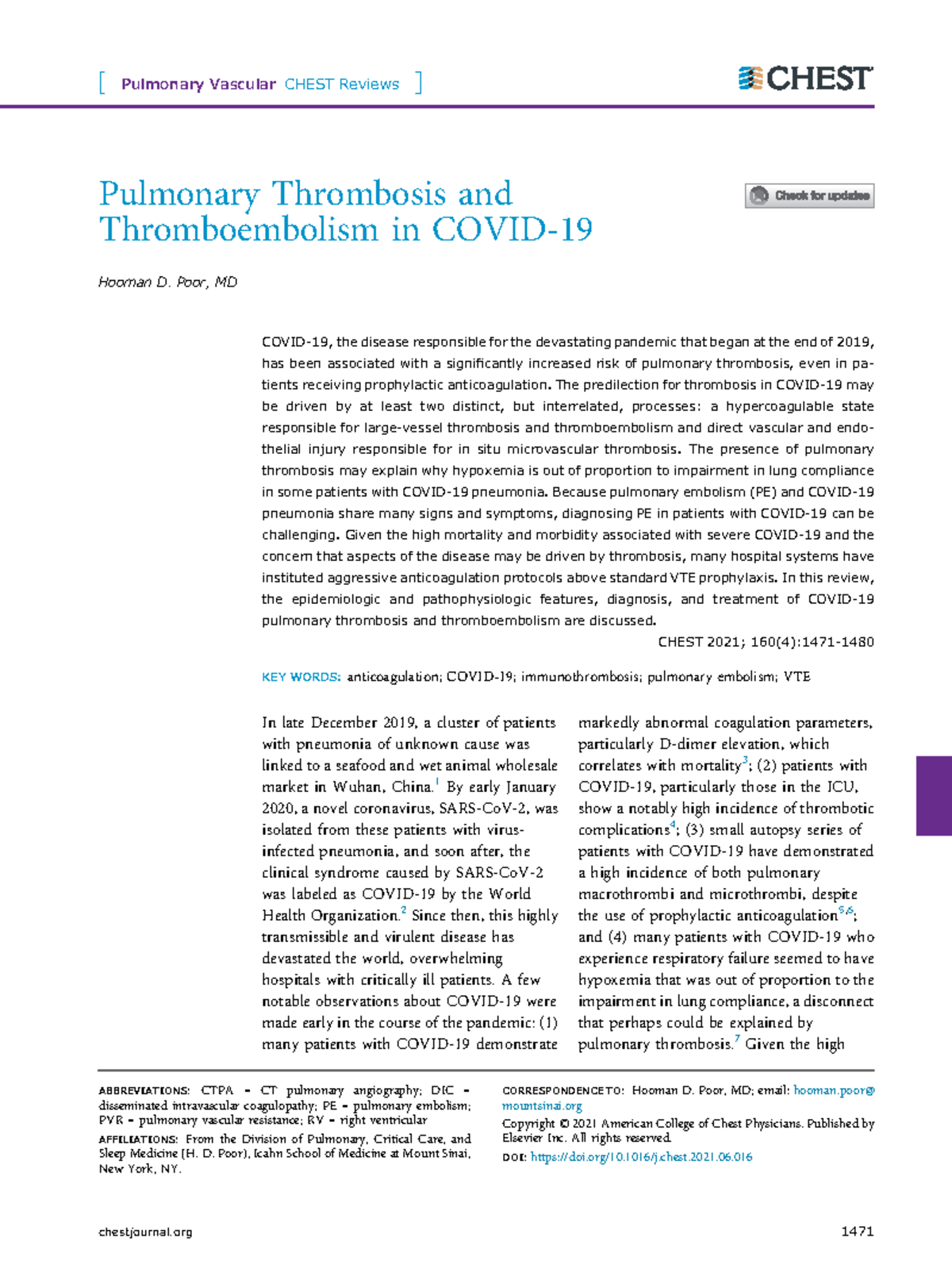 Pulmonary Thrombosis AND Thromboembolism IN Covid 19 - Pulmonary ...