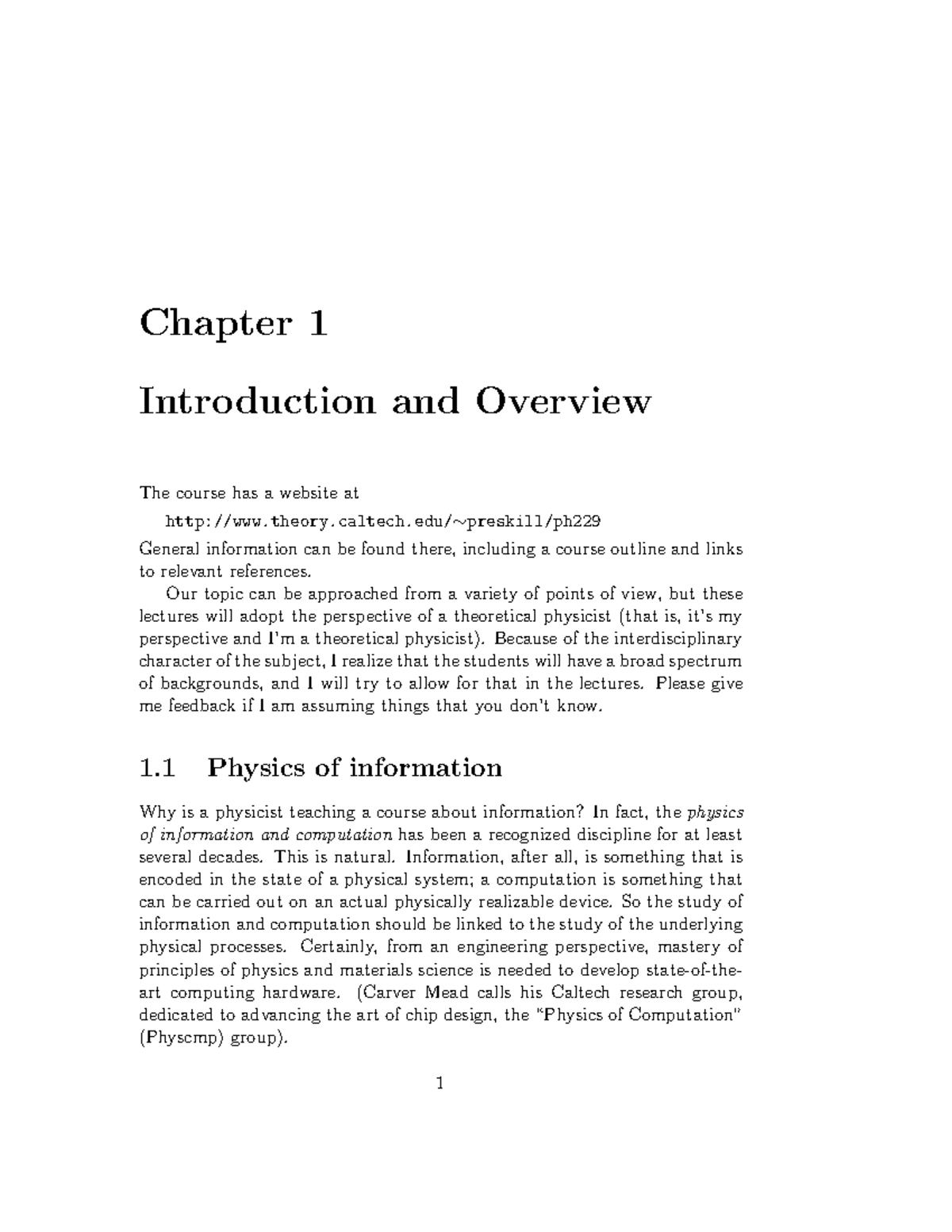 Chap1 Chapter 1 Of Quantum Computation Course Chapter 1 Introduction And Overview The Course