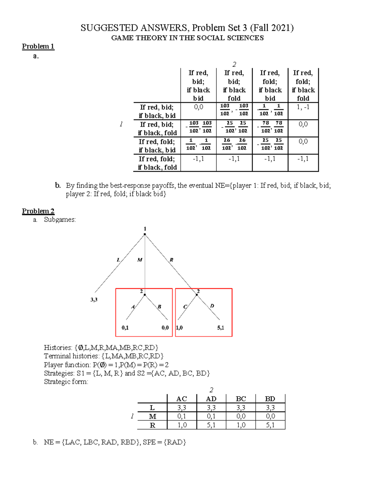 PS3F21+Solutions - Pset 3 solutions from fall 2021 - SUGGESTED ANSWERS, Problem Set 3 (Fall 20 ...