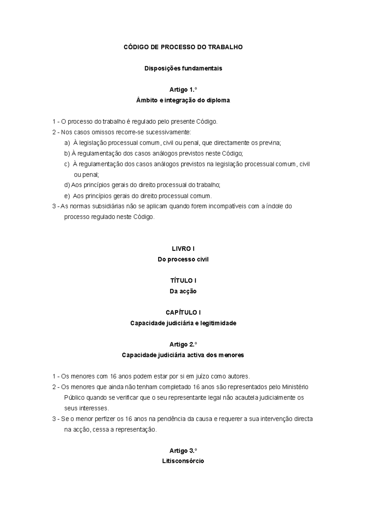 Codigo de processo do trabalho - CÓDIGO DE PROCESSO DO TRABALHO ...
