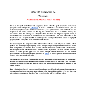 EECS 484 HW4 - Homework 4 - EECS 484 Homework (100 points) Due: Friday, Mar. 31st, 2023 at 11:45 ...