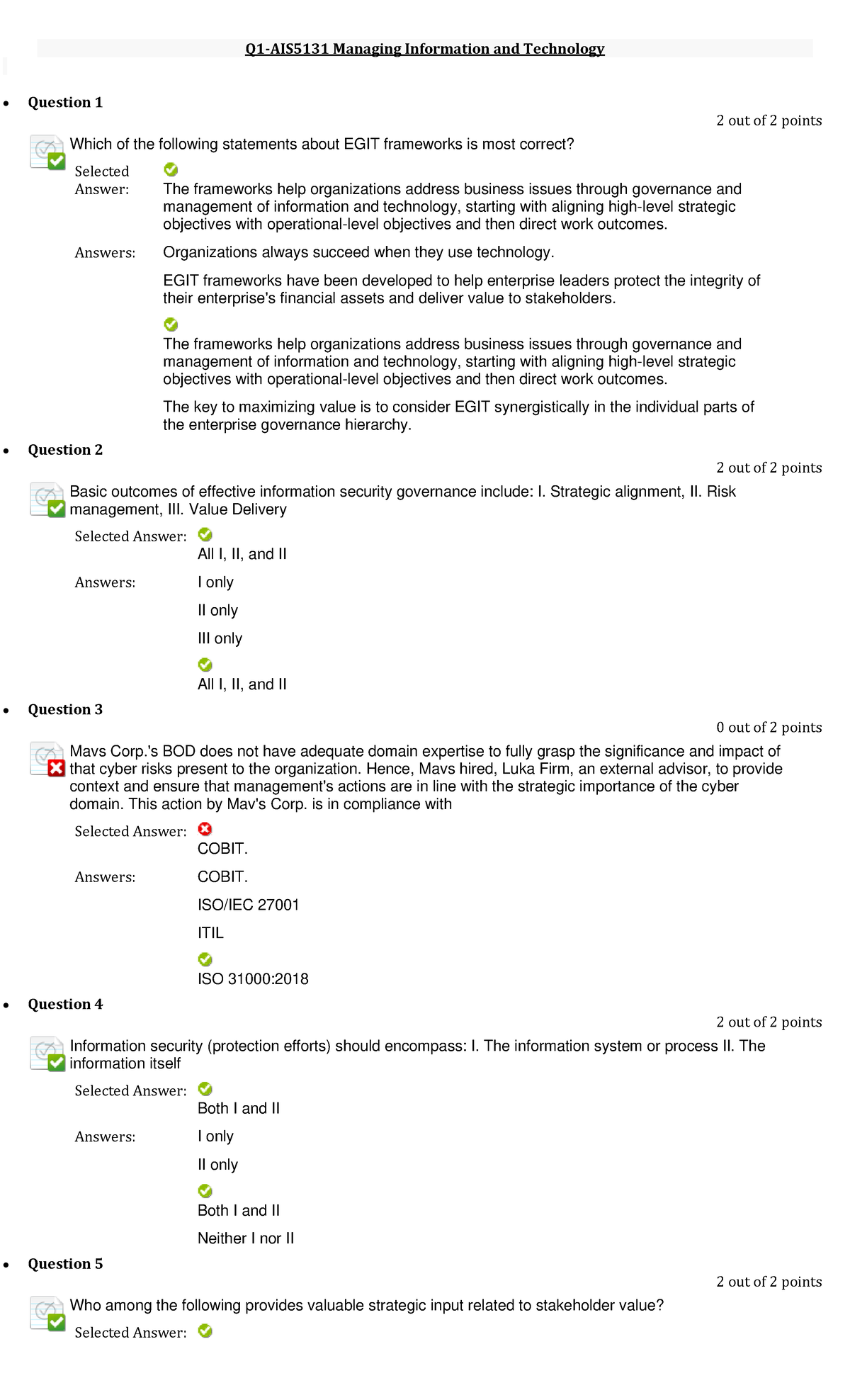 MIT Prelim Quizzes Summary - Managing Information and Technology ...