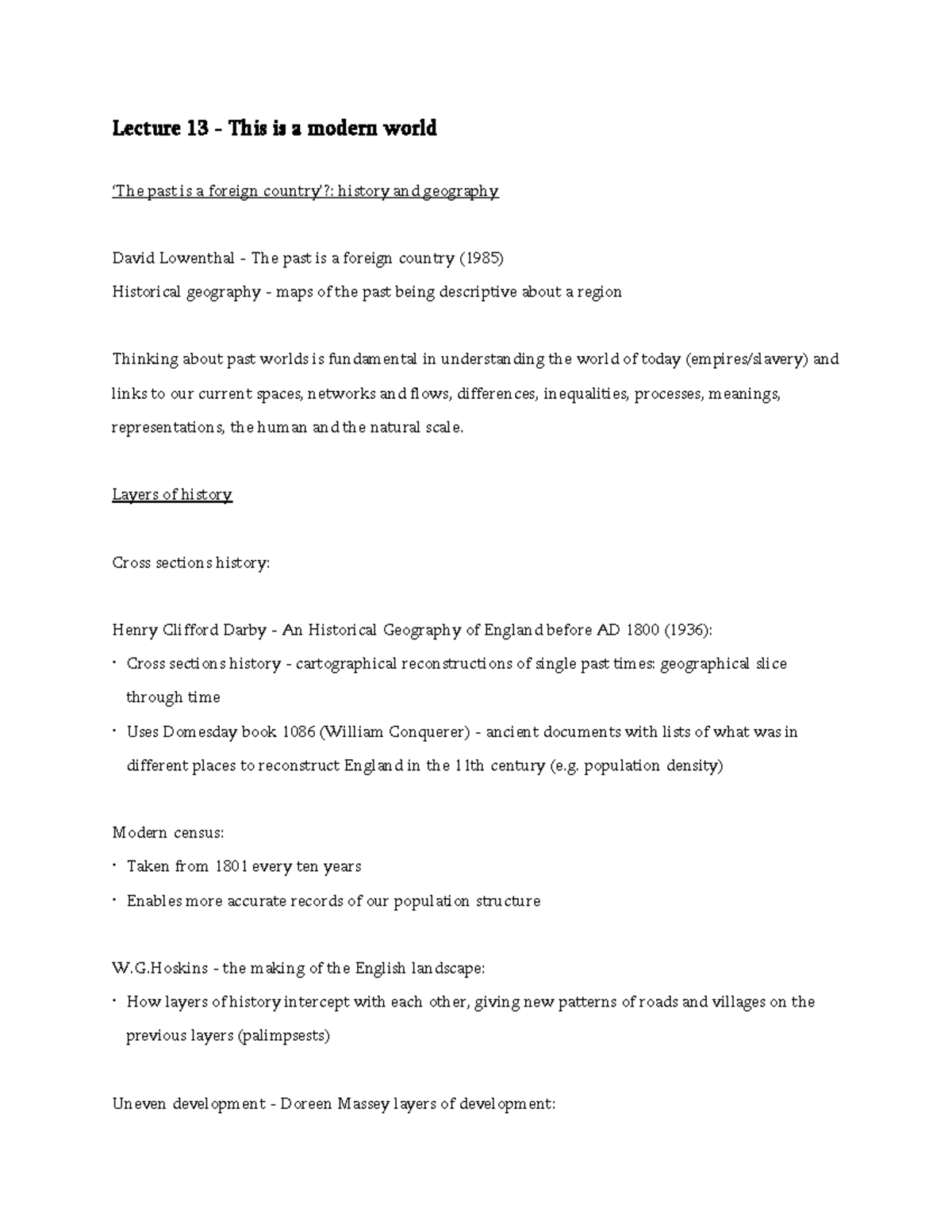 13 Modern world - Lecture notes 13 - Lecture 13 - This is a modern ...