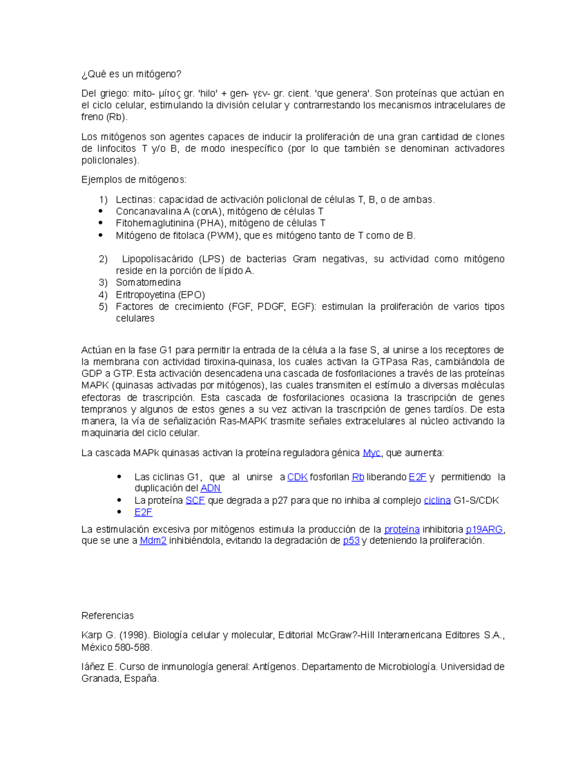 Mitógenos - Tarea de mitogenos - ¿Qué es un mitógeno? Del griego: mito ...