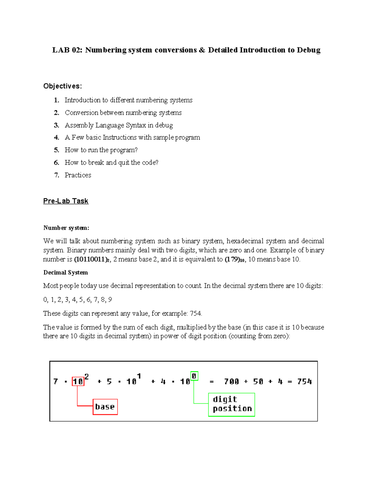 LAB 02 - ffffff - LAB 02: Numbering system conversions & Detailed Introduction to Debug - Studocu