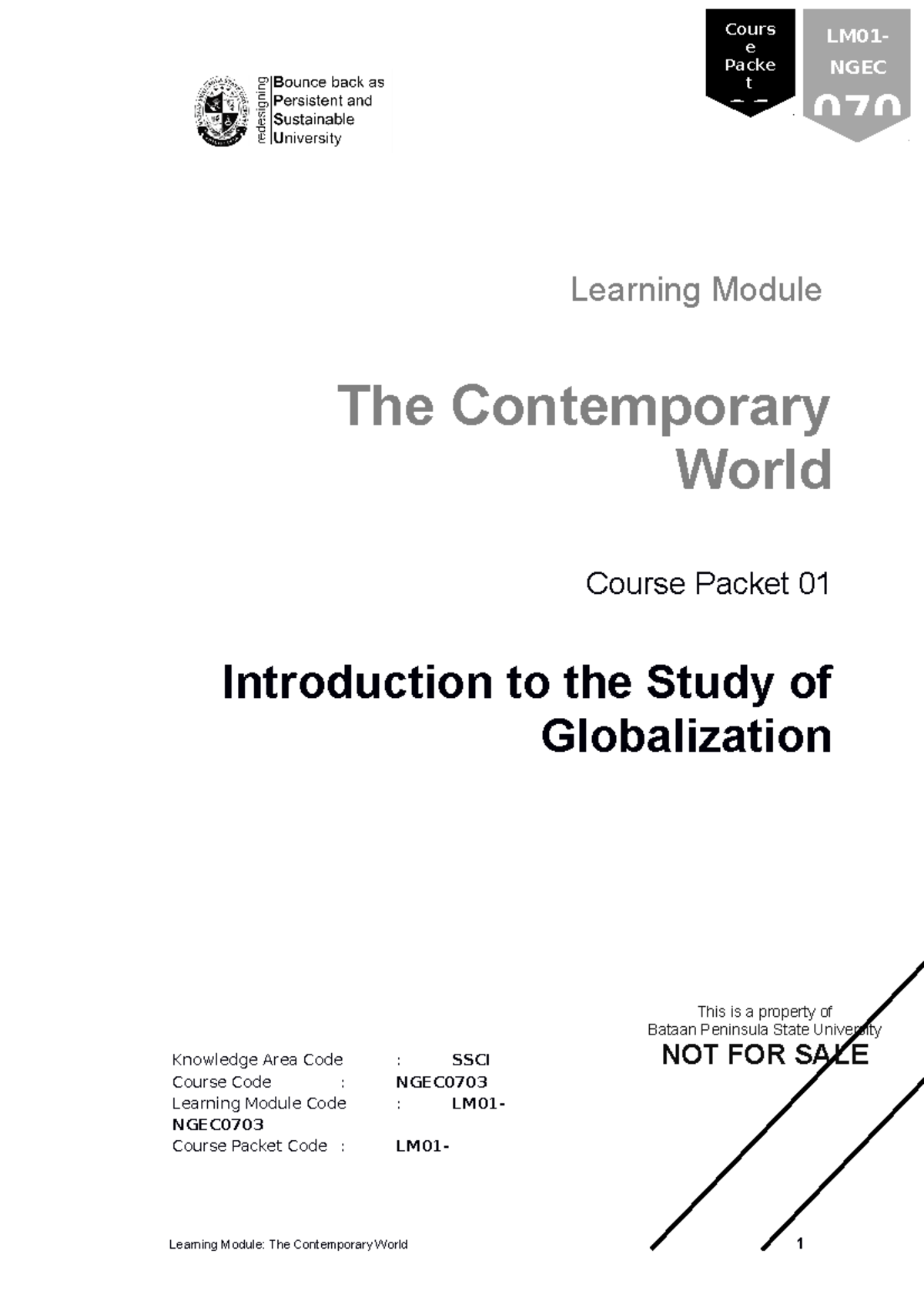 NGEC 0703 Learning Module 1 CP 1 Intro to Globalization - LM01- NGEC ...