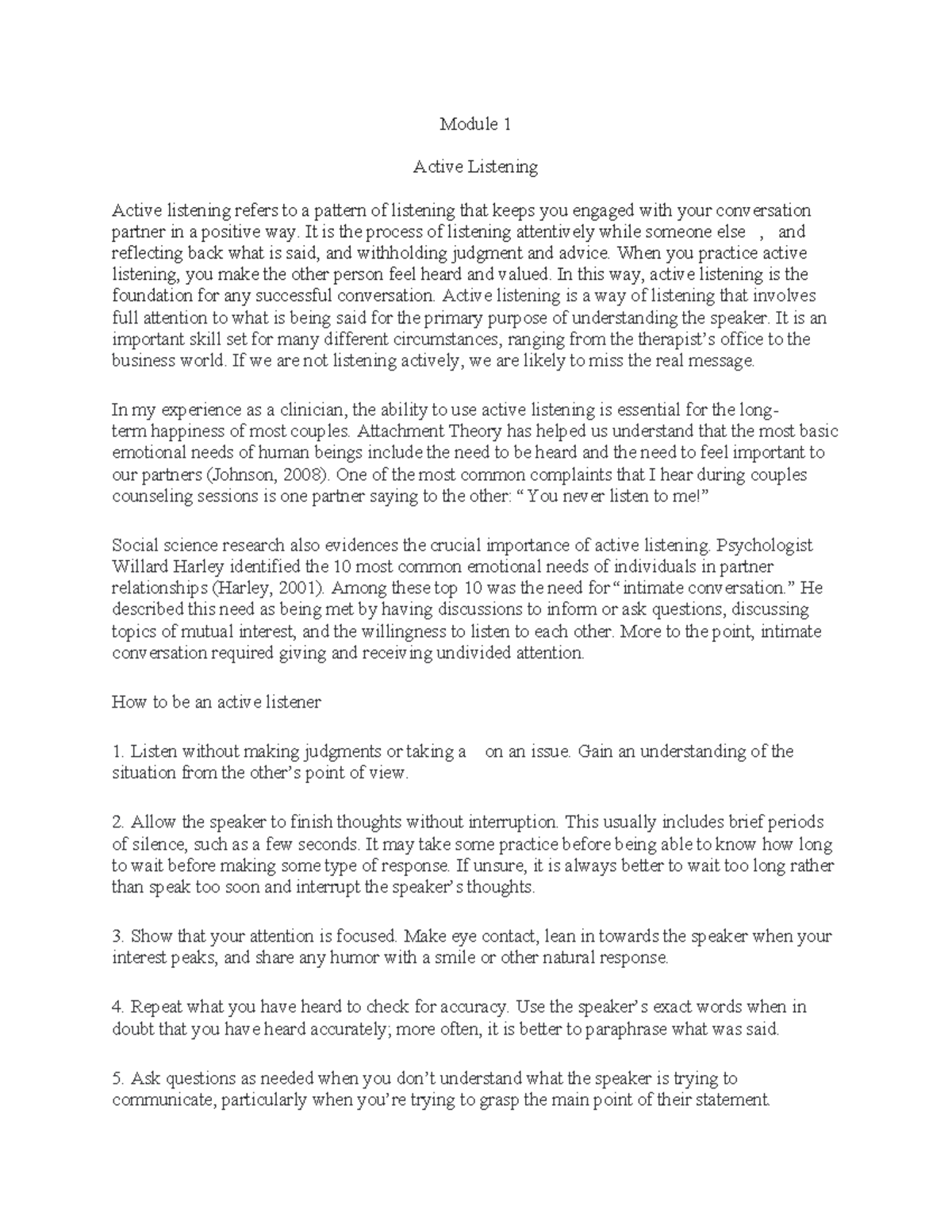 Module 1 and 2 Tips to improve listening skills and Empathetic ...