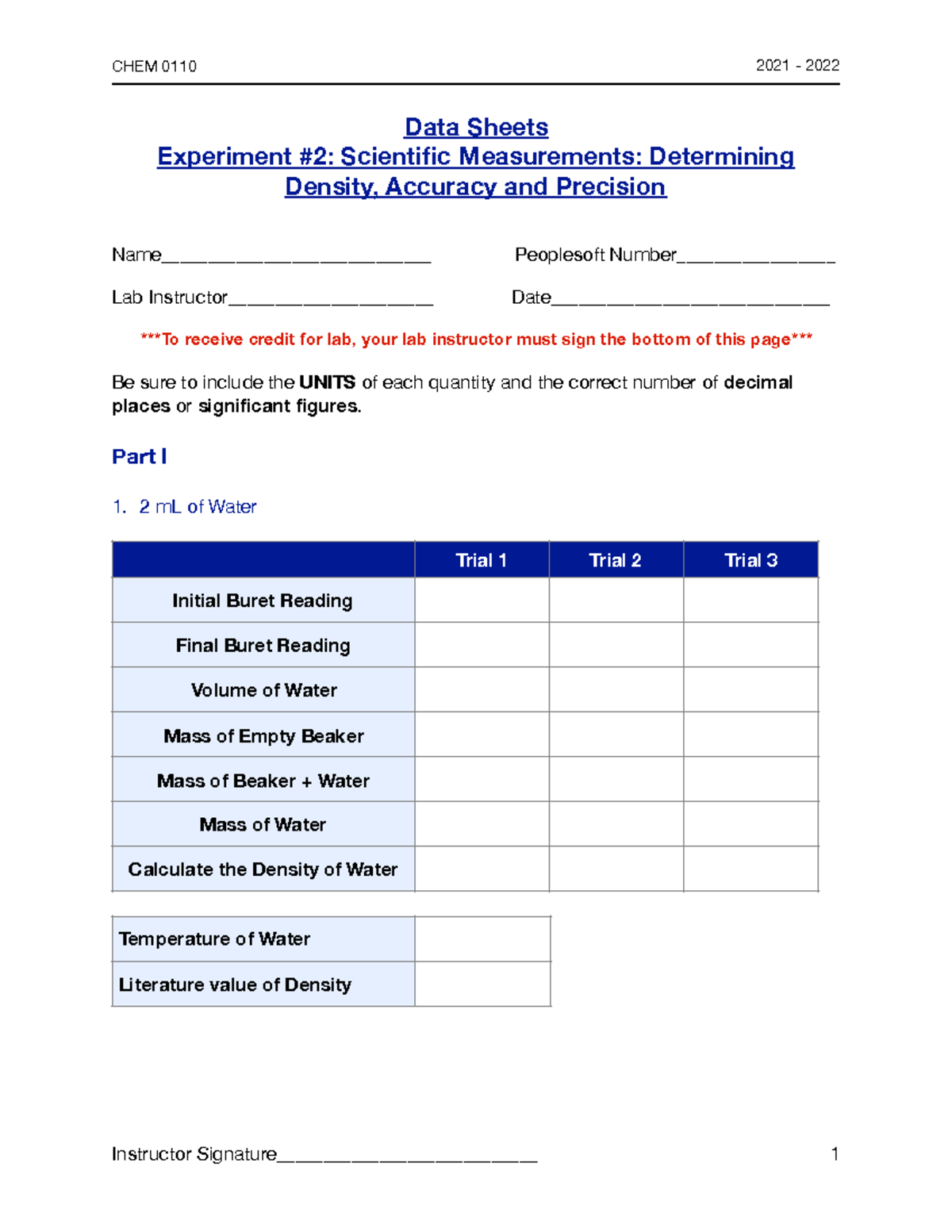C0110 expt2 datasheets - Data Sheets Experiment #2: Scientific ...