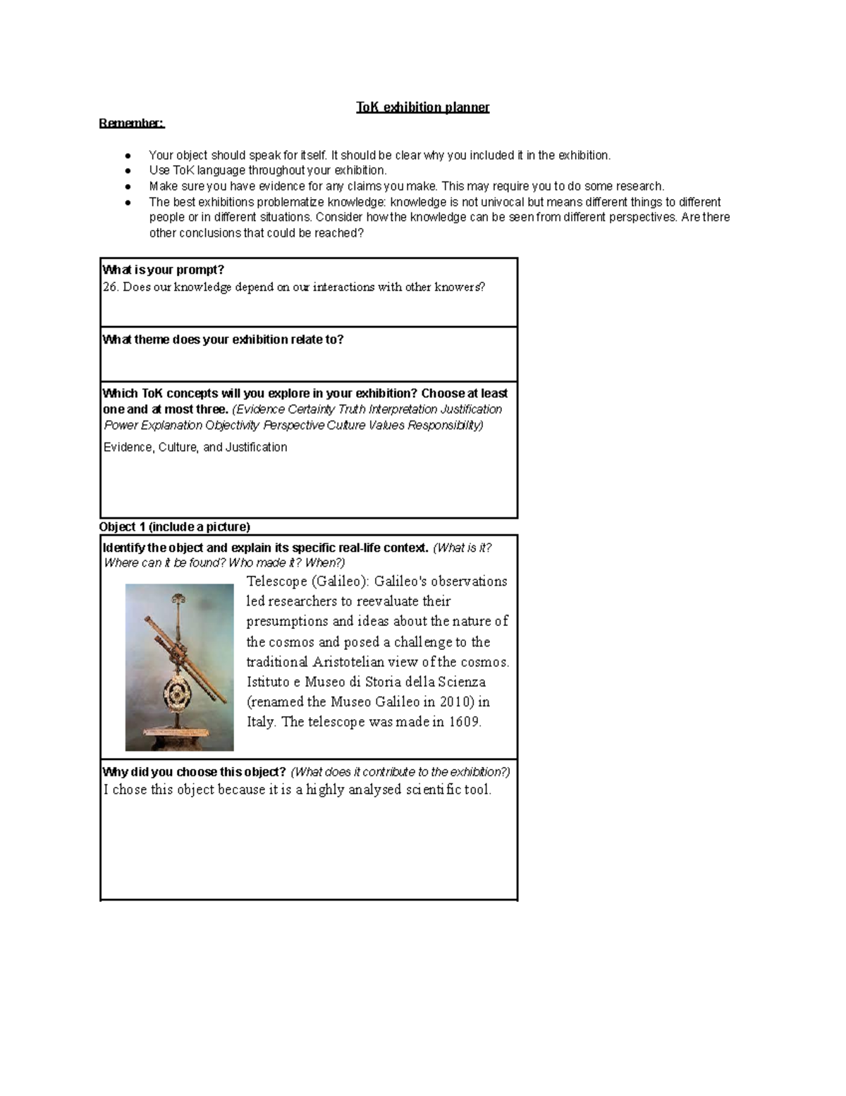 TOK exhibition Detailed proposal - ToK exhibition planner Remember ...