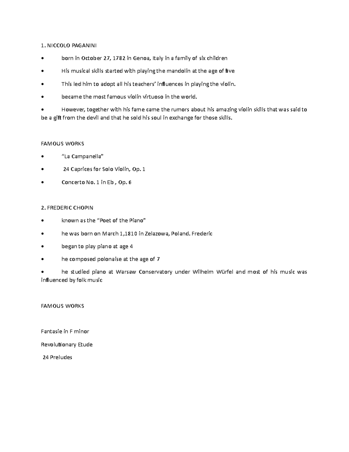 Vane - Romantic Period - NICCOLO PAGANINI• born in October 27, 1782 in ...