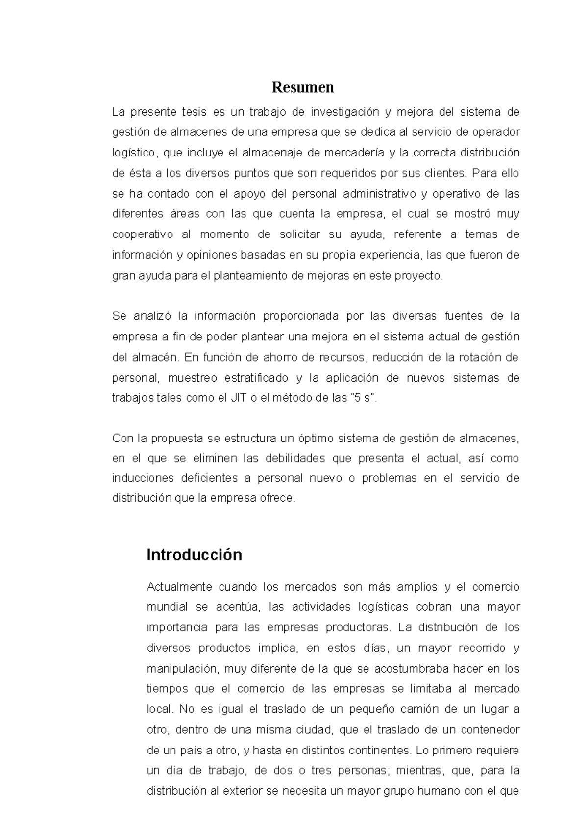 Trabajo grupal - Apuntes - Resumen La presente tesis es un trabajo de ...