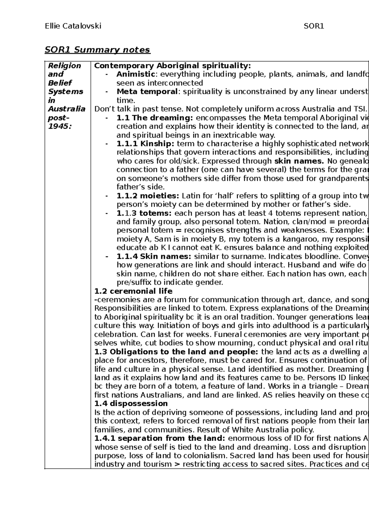 SOR1 Summary notes - n.a - SOR1 Summary notes Religion and Belief ...