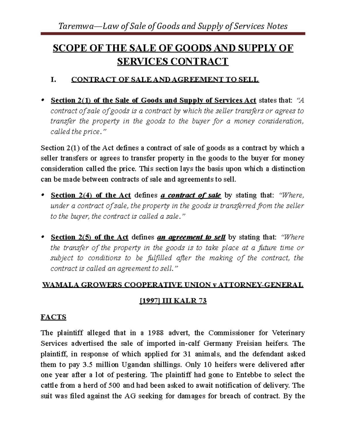 B-Scope of the Sale of Goods and Supply of Services Contract - SCOPE OF ...