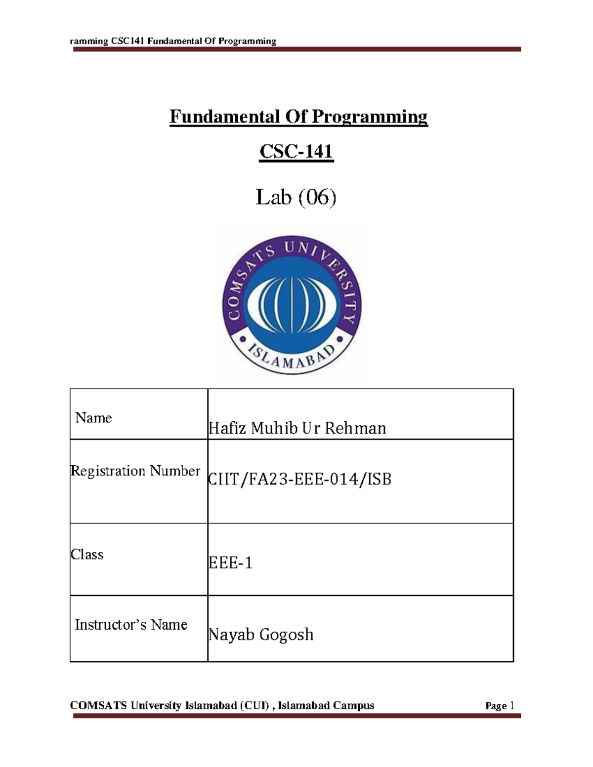 LAB - I have do my best and i hope it will help you - Fundamental Of Programming CSC- 141 Lab ...