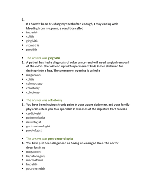 Digestive system - DMU FOR THE CLASS - QUIZ FOUR Home ª Online Medical ...