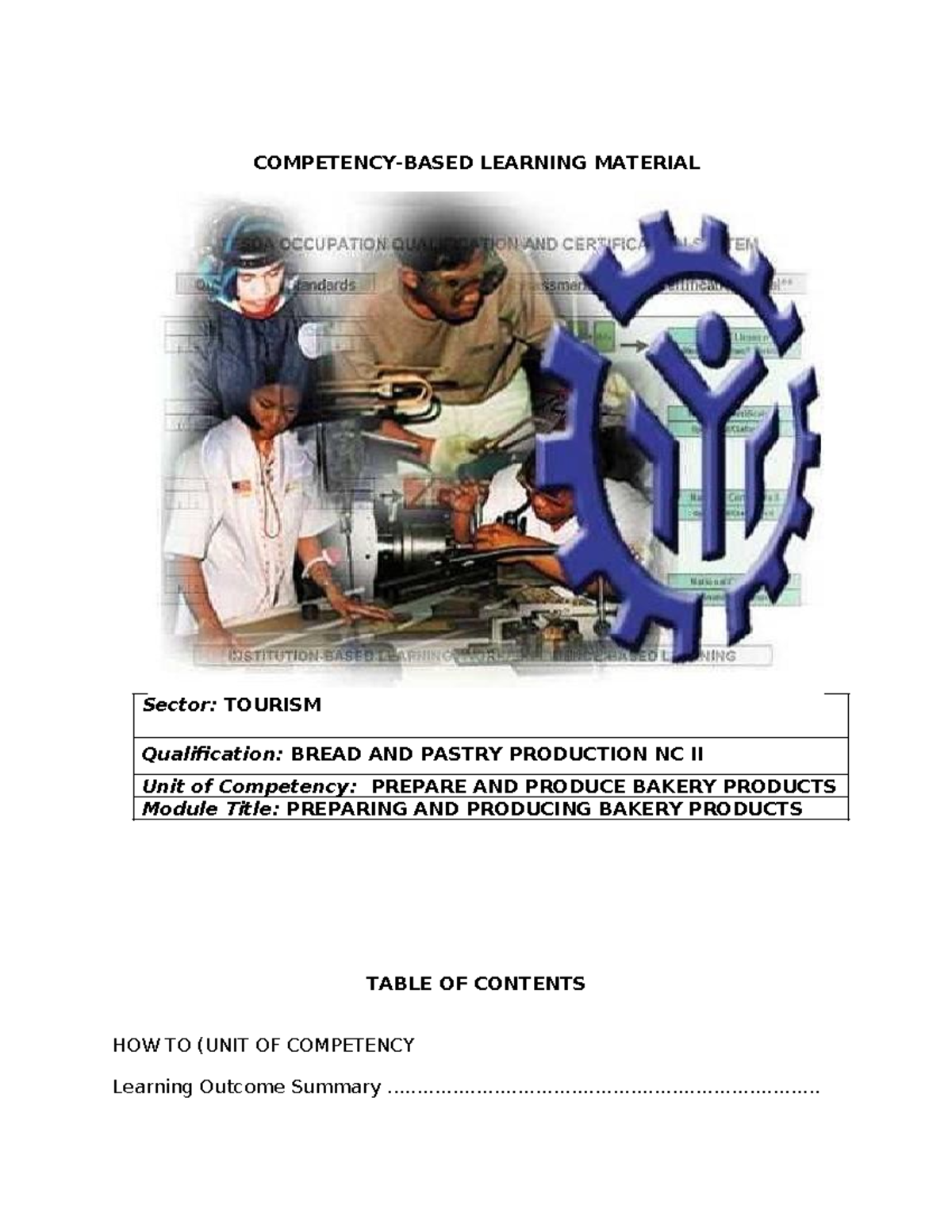 8. CBLM - COMPETENCY BASE - COMPETENCY-BASED LEARNING MATERIAL Sector: TOURISM Qualification ...