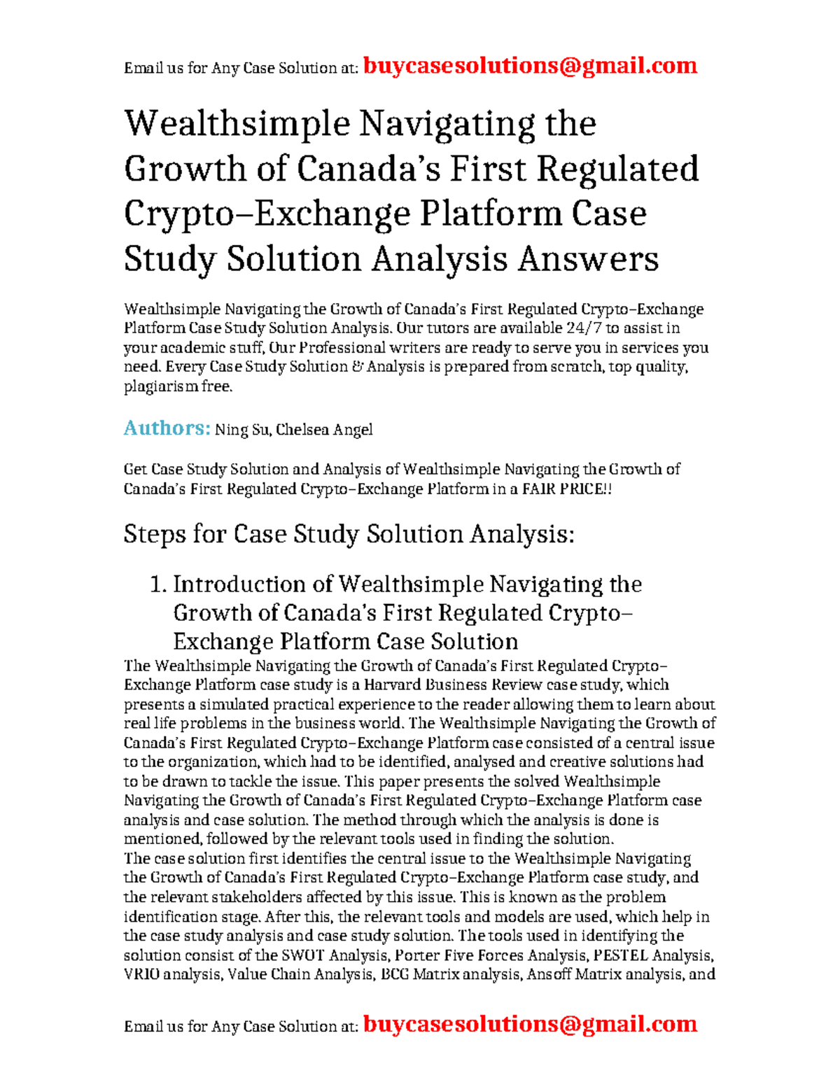 Case Solution Wealthsimple Navigating the Growth of Canada’s First Regulated Crypto–Exchange ...