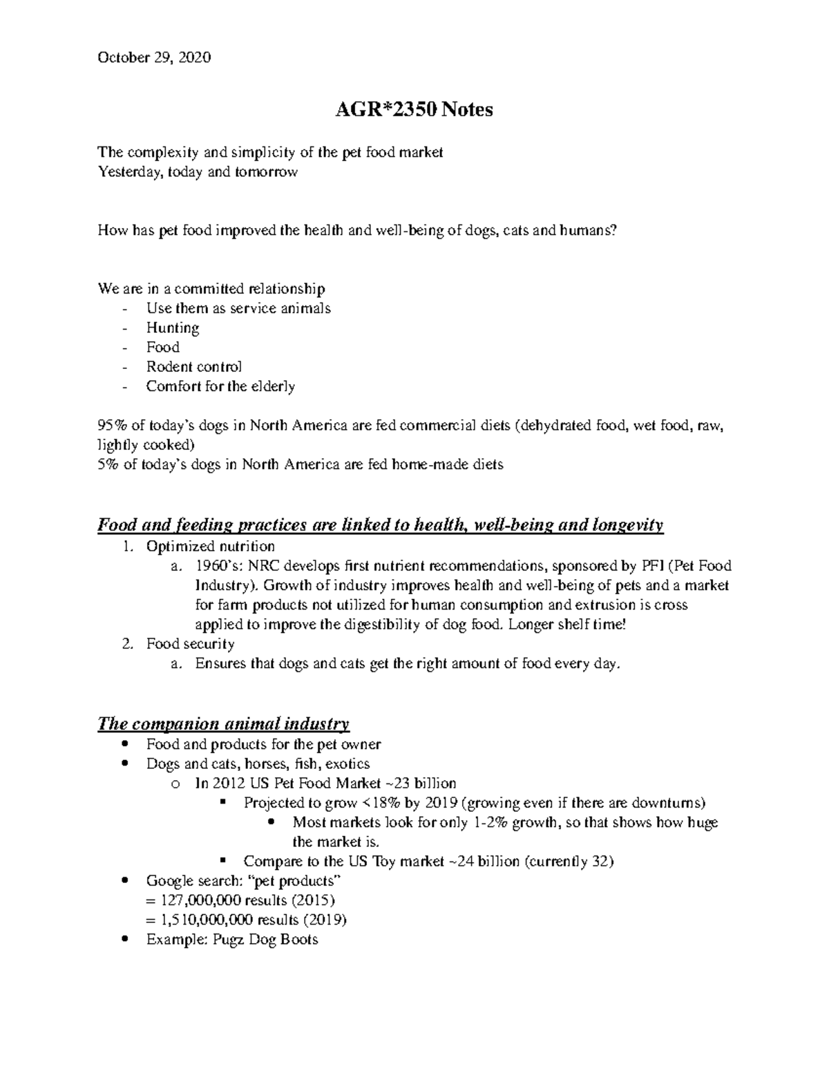 AGR 2350 notes oct 29 - AGR*2350 Notes The complexity and simplicity of ...