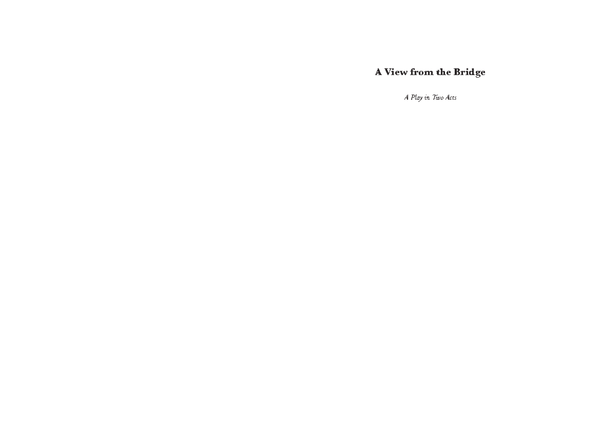 A View From the Bridge - a story - A View from the Bridge A Play in Two ...