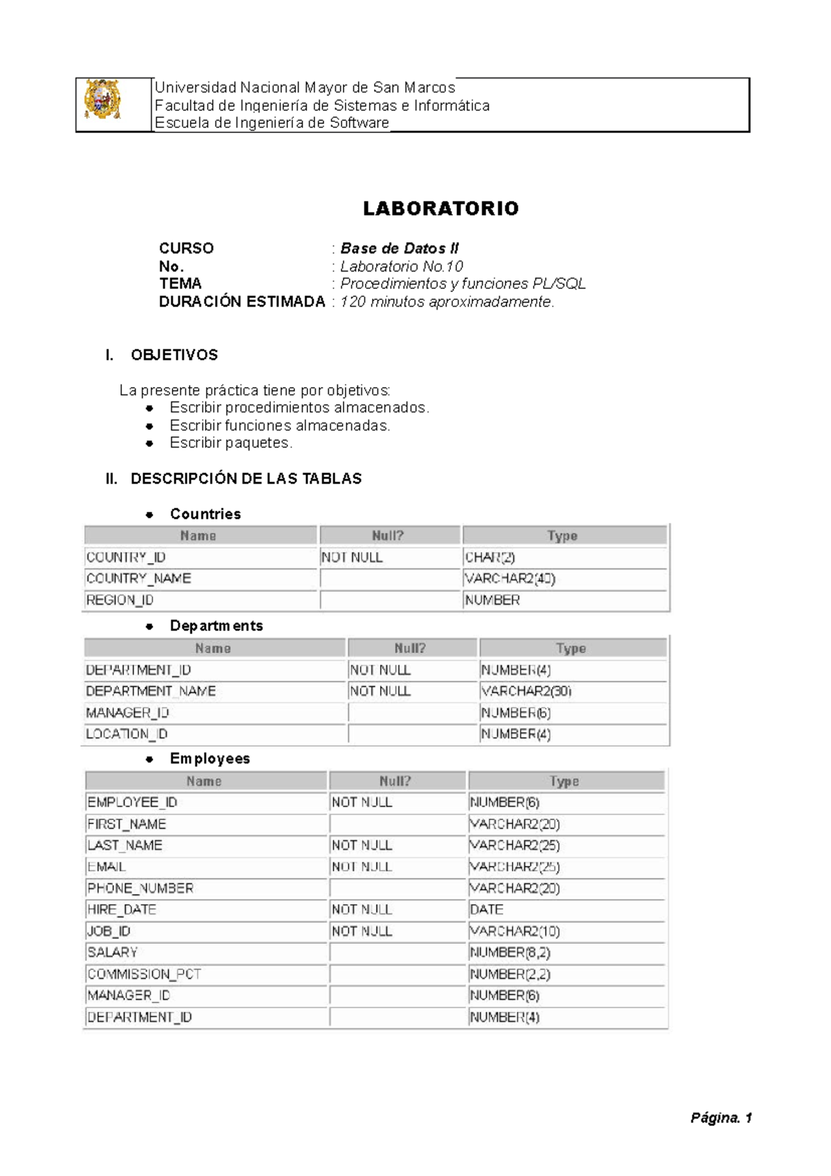 Lab08 - Plsql 02 - Universidad Nacional Mayor de San Marcos Facultad de ...