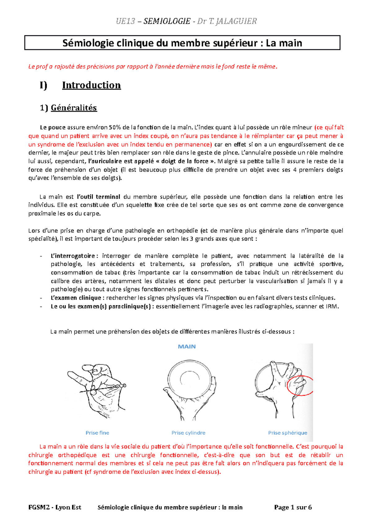 Semio clinique la main - Résumé de cours Licence médecine. - Sémiologie ...