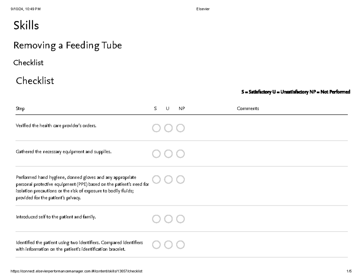 Removing Gastro Tube - Notes - Skills Removing a Feeding Tube Checklist ...
