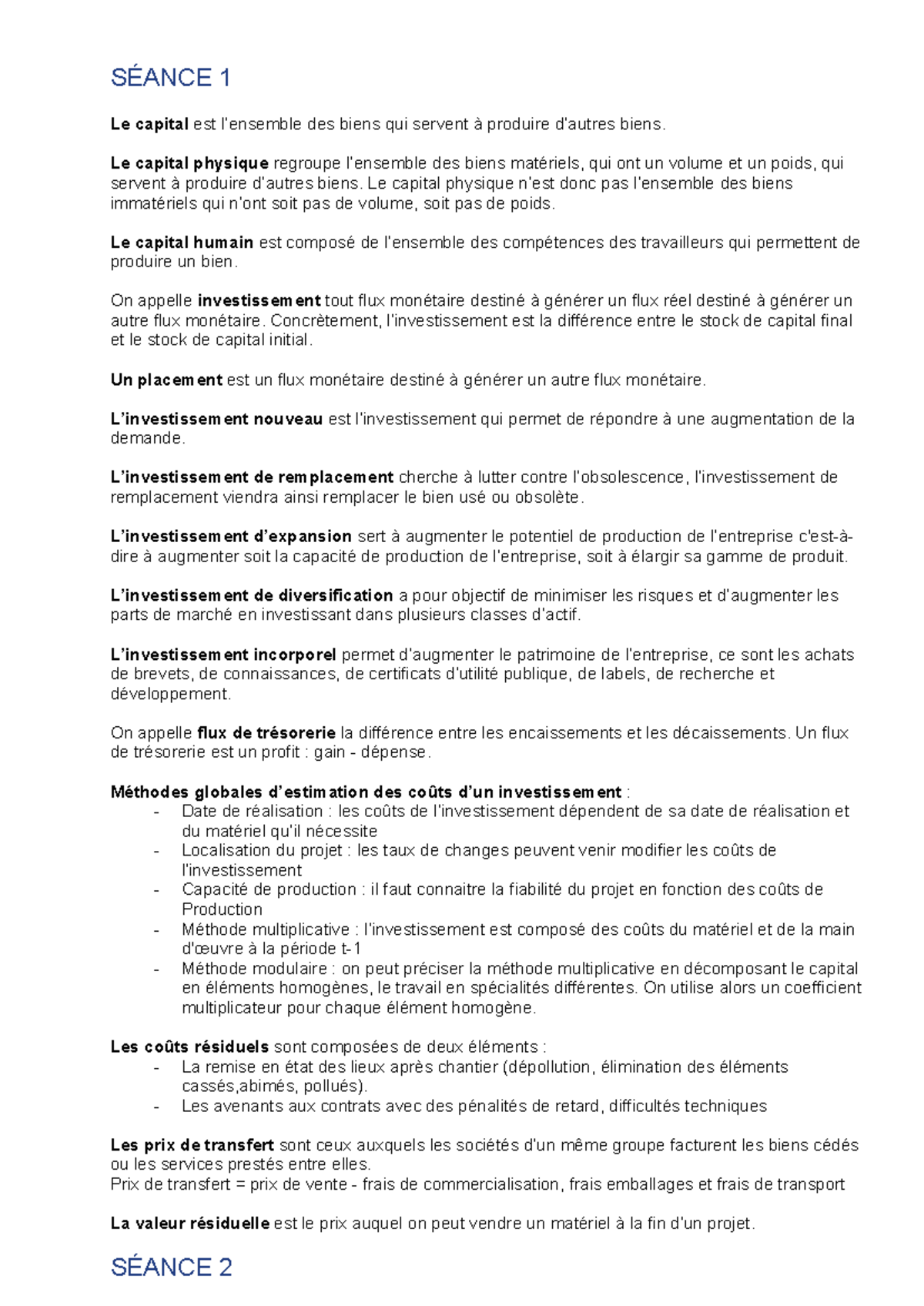Corpo def TD 1 a 4 DEF - SÉANCE 1 Le capital est l’ensemble des biens ...