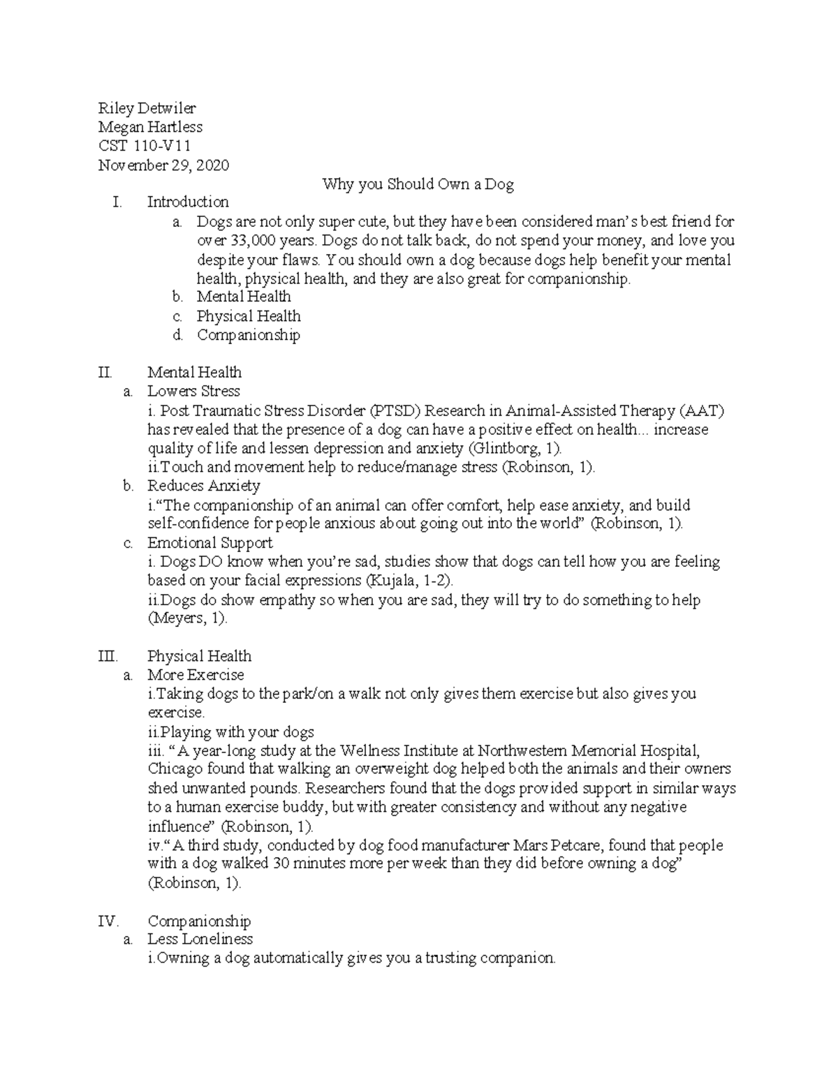 Final Outline-8 - Riley Detwiler Megan Hartless CST 110-V November 29 ...