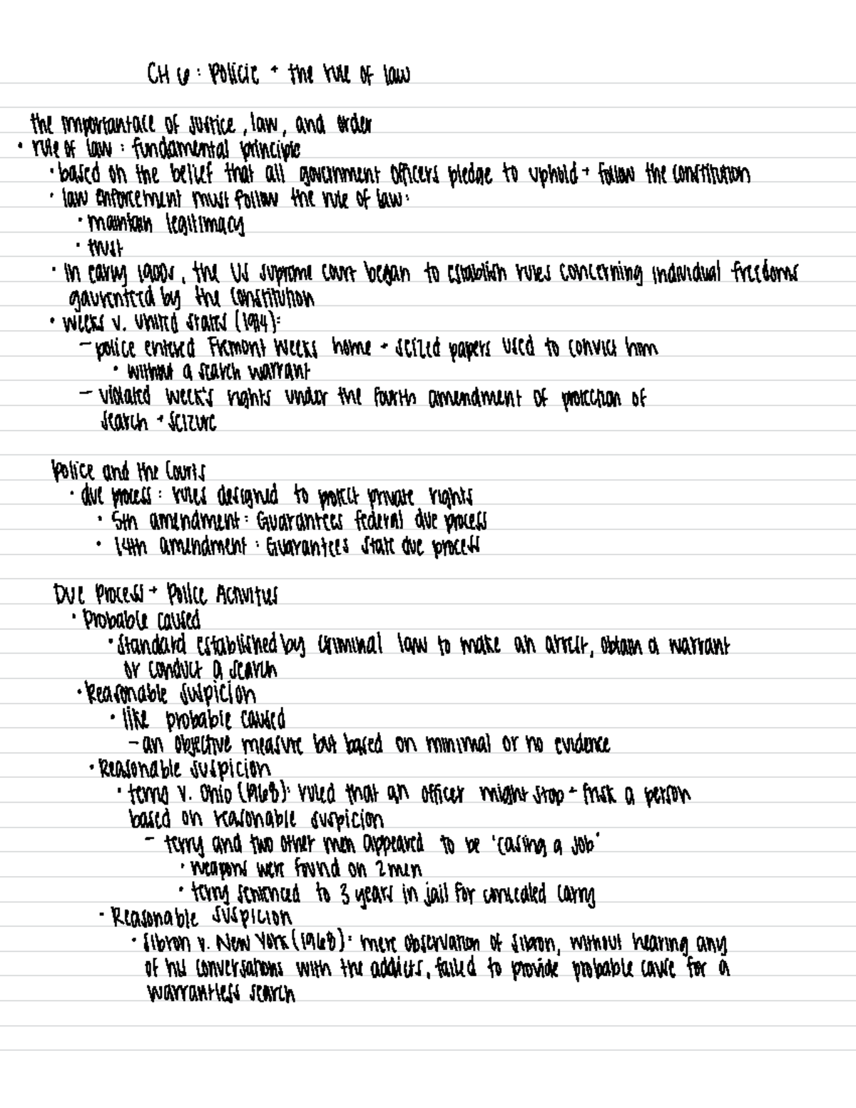 Chapter 6 Notes - CH4: Policie the rule of law the importantale ...