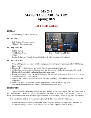 Lab # 6 Tensile Testing - ME 241 MATERIALS LABORATORY Fall 2014 LAB 6 ...