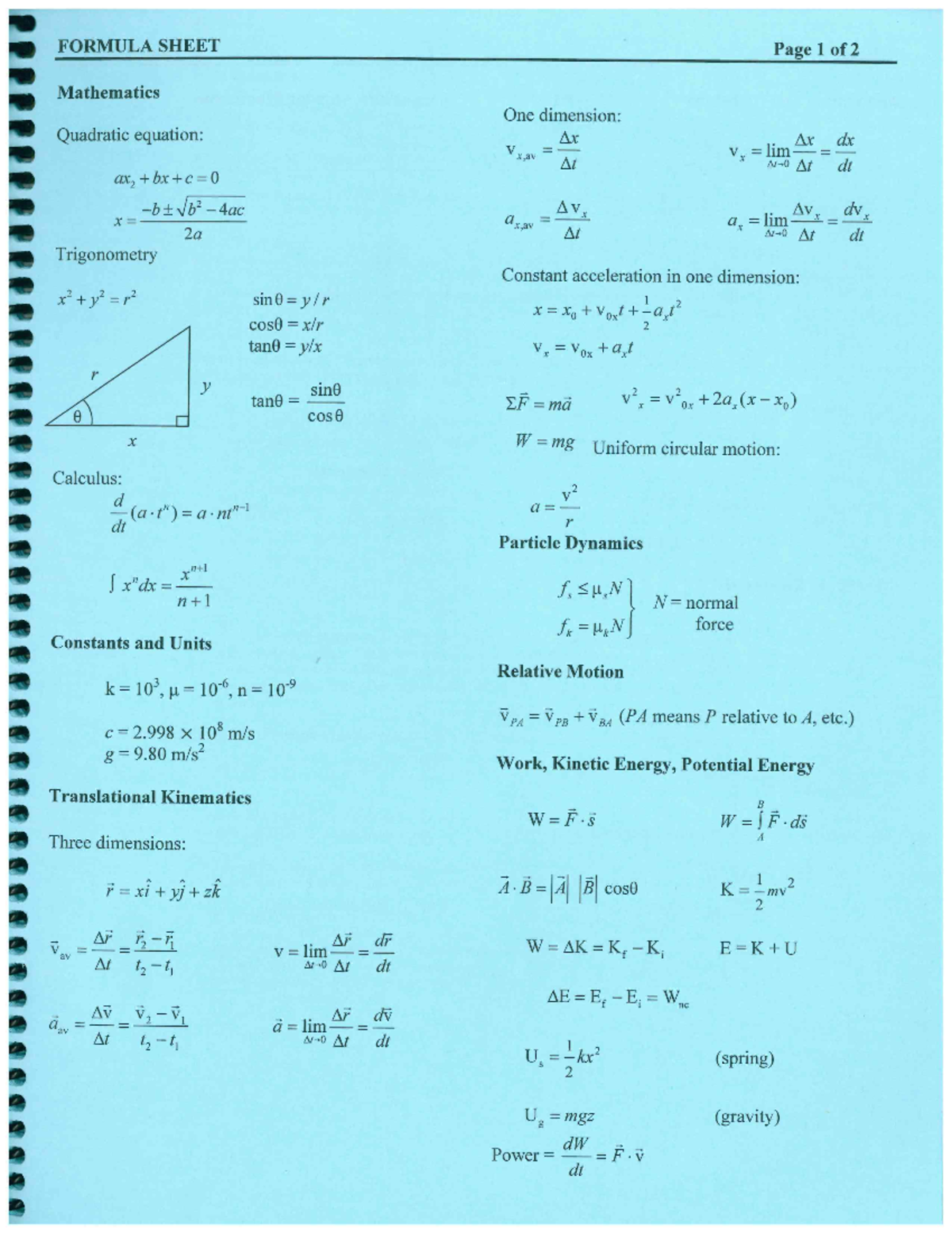 Final exams - PHYS 1050 - Studocu