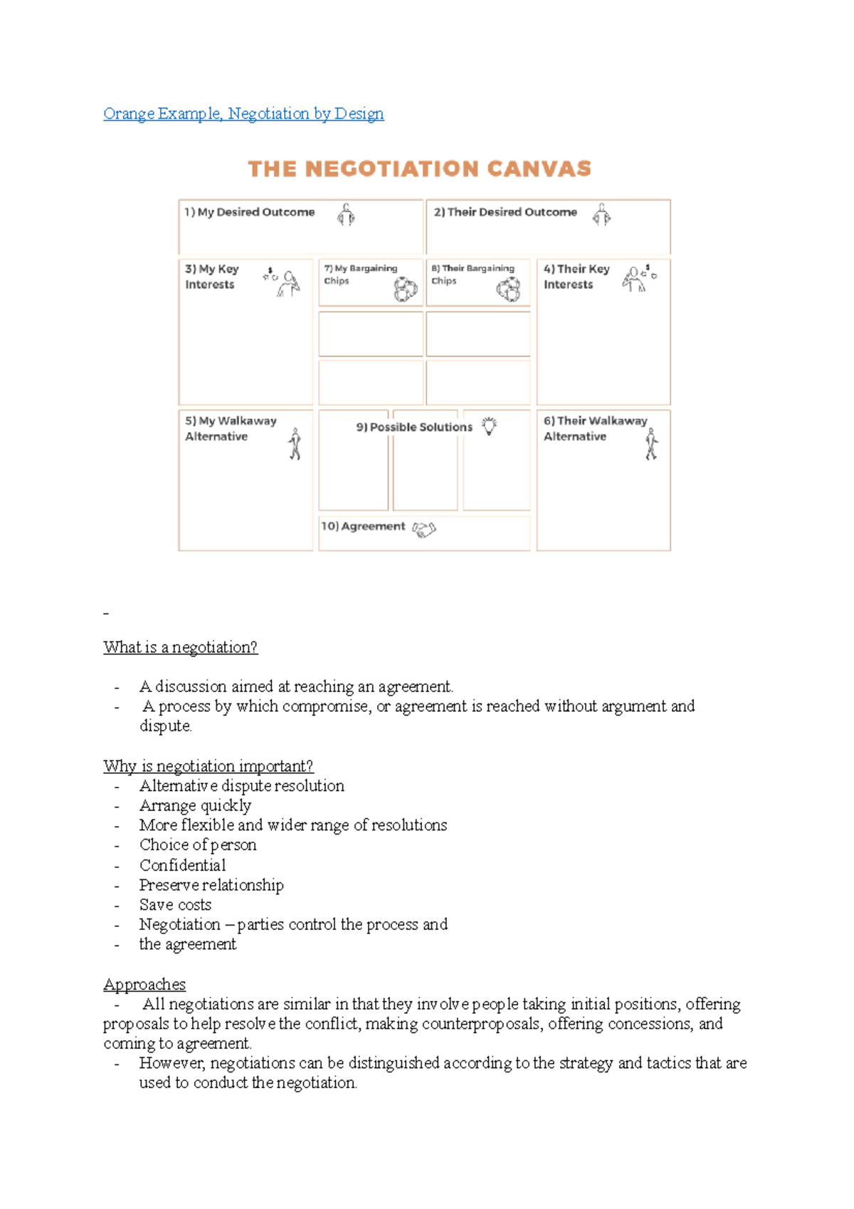 Negotiation Challenge Notes - Orange Example, Negotiation by Design ...