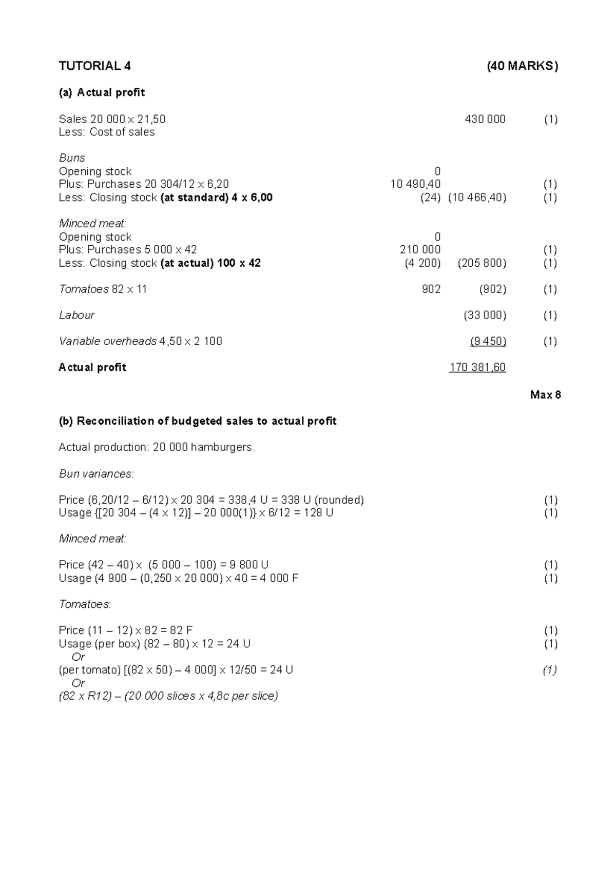 ACC 3542 Tutorial 4 Sug Solution ( Standard Costing Module) - TUTORIAL ...