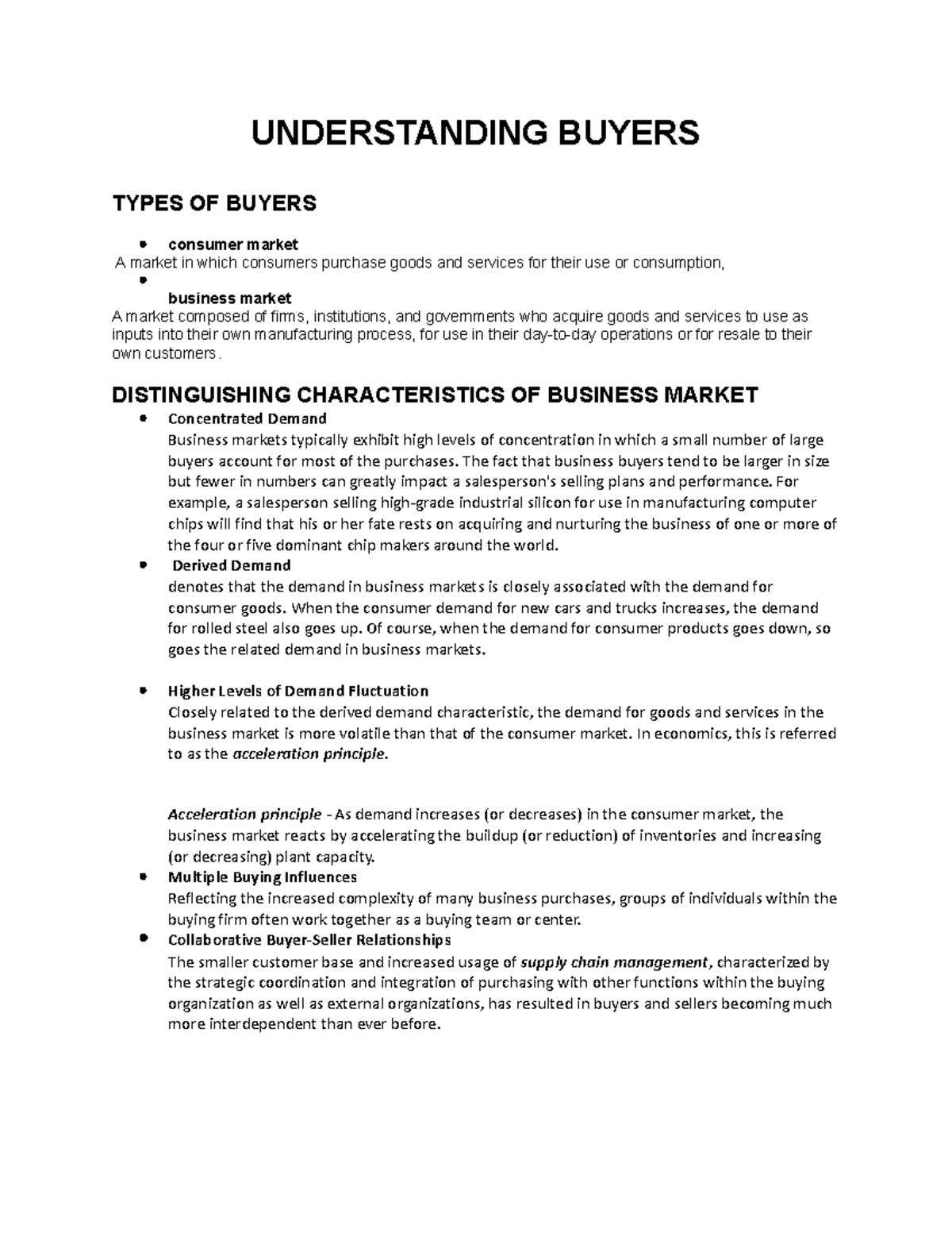 Understanding Buyers Summary - UNDERSTANDING BUYERS TYPES OF BUYERS ...