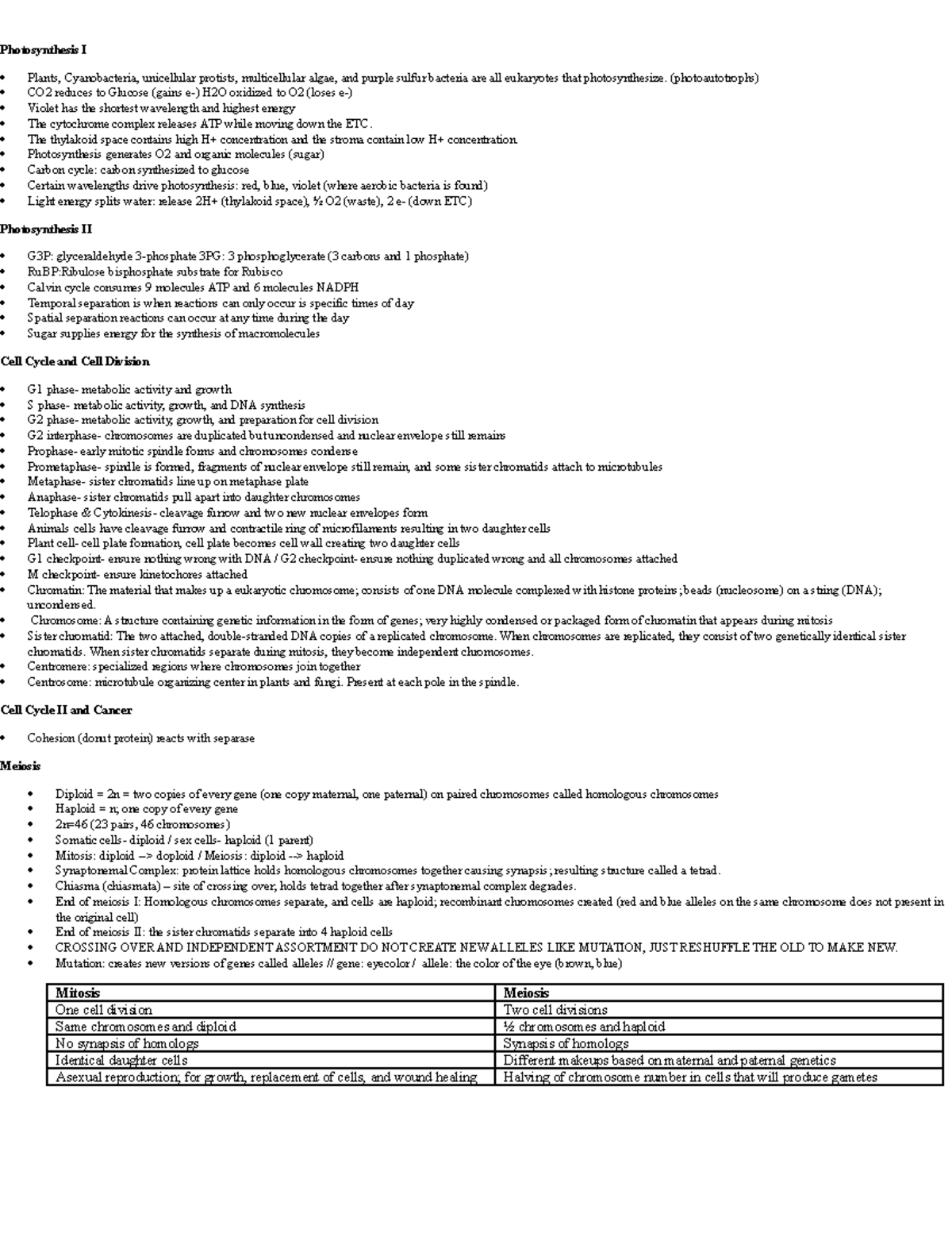 EXAM 3 Study Guide - Photosynthesis I Plants, Cyanobacteria ...