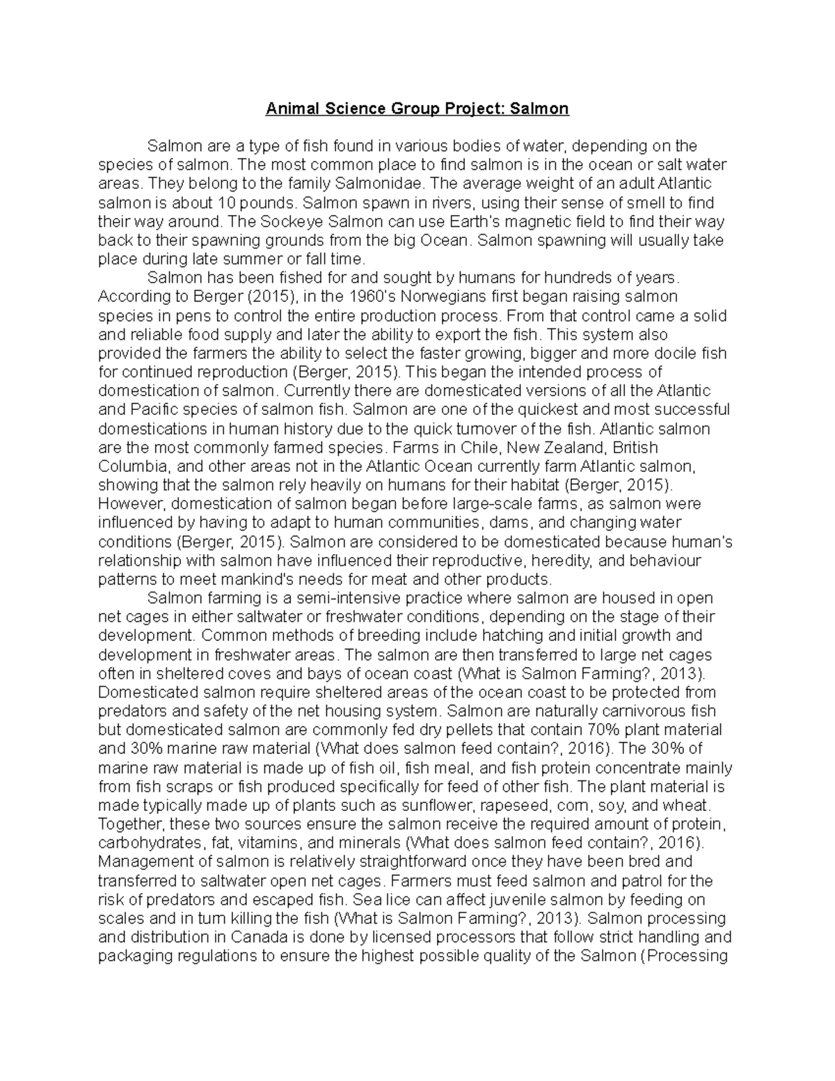 AGRC 112.3 Group Project - Animal Science Group Project: Salmon Salmon ...