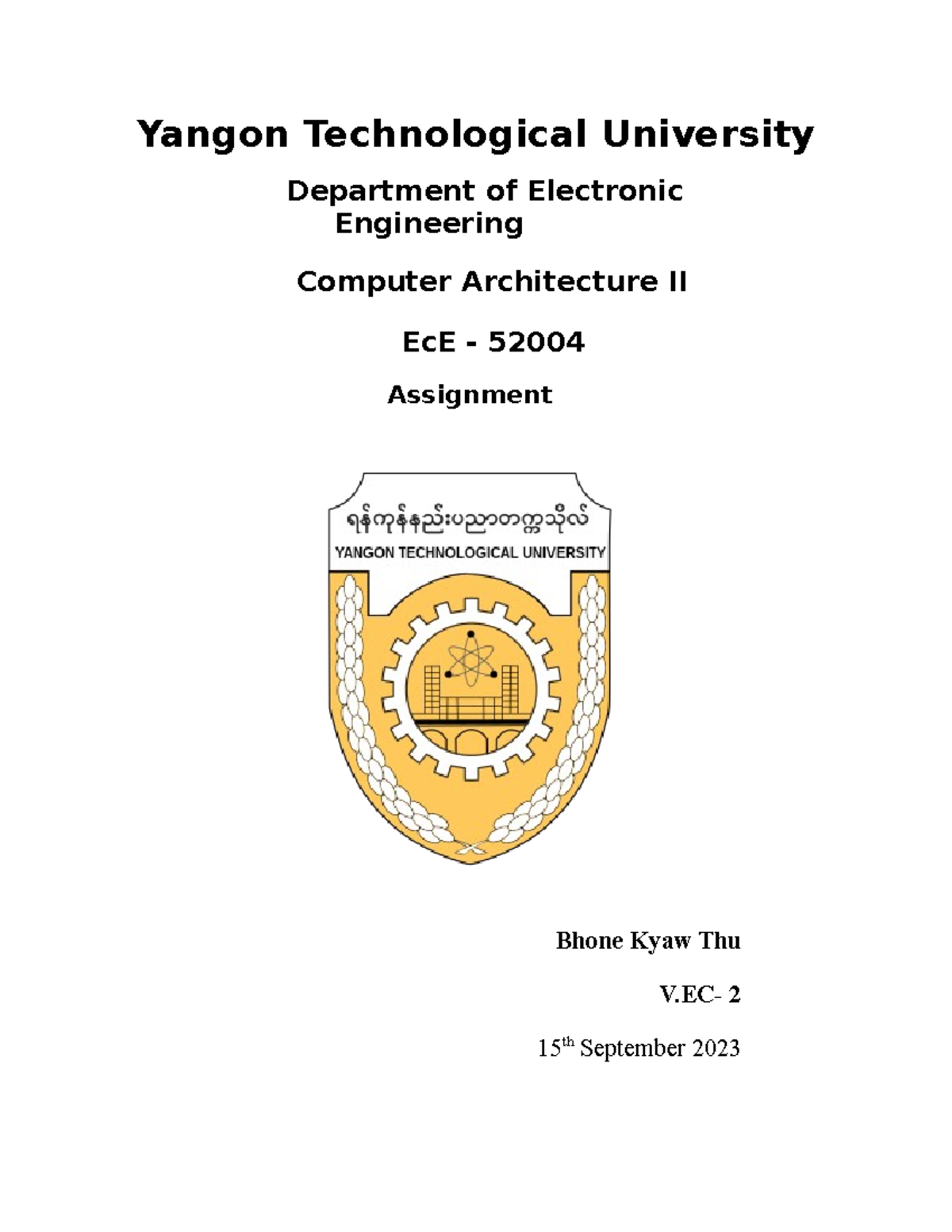 BKT(Assignment Computer Buses) - Yangon Technological University ...