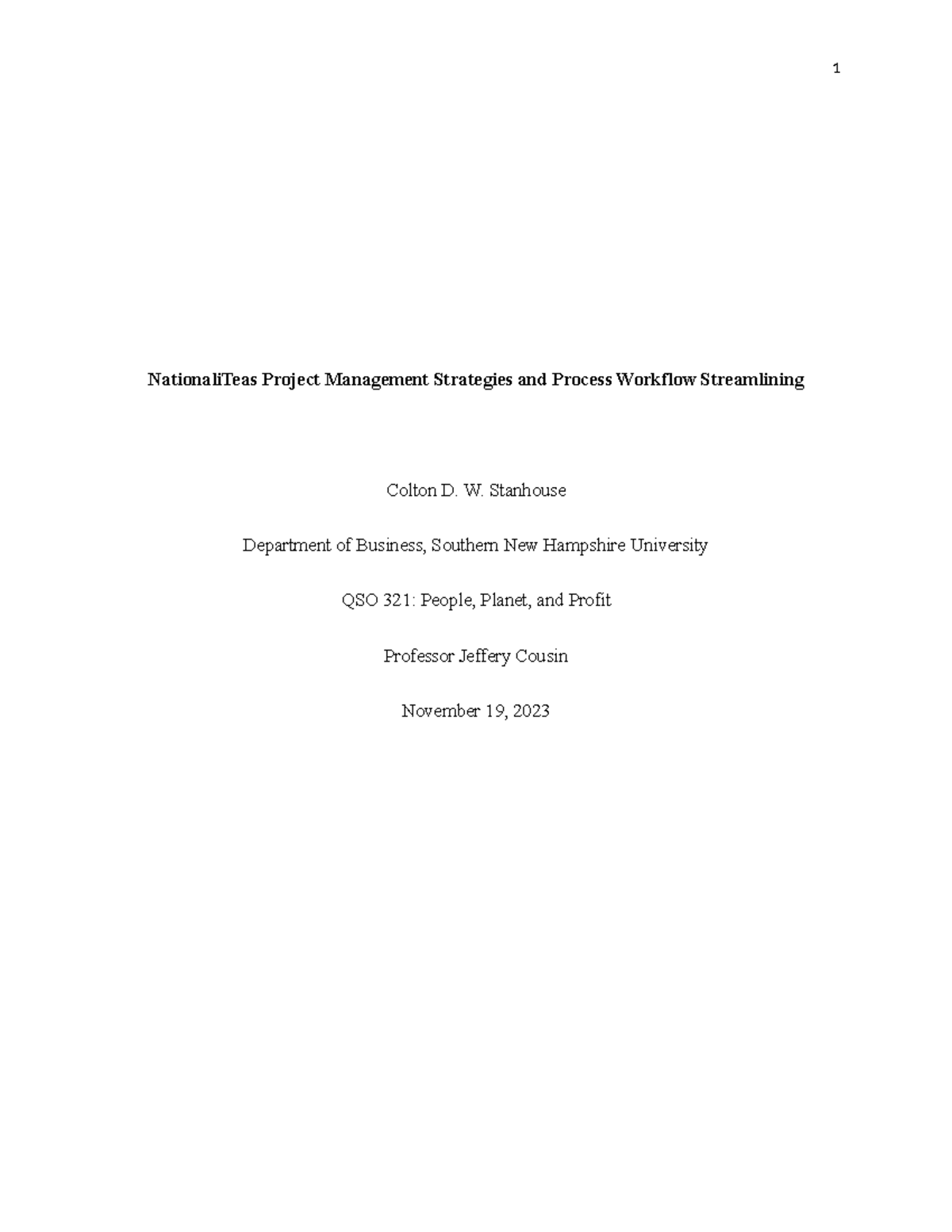 Nationali Teas Project Management Strategies and Process Workflow ...