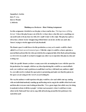 Document 35 Lecture Notes On Theatre - Holden Banks Professor ...