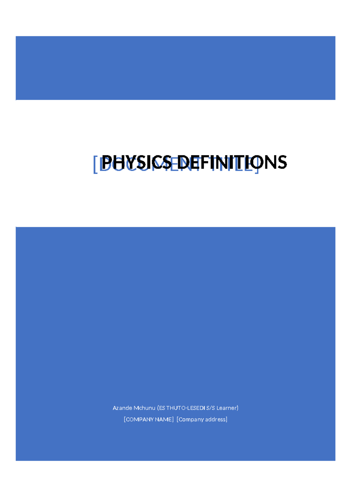 Physics Definitions - waves,light,sound - Azande Mchunu (ES THUTO ...